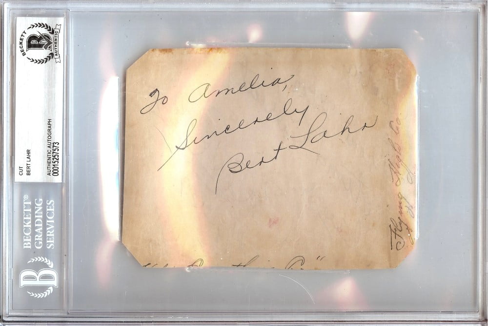 Bert Lahr Signed Autographed Cut Signature Wizard of Oz Lion Beckett ...