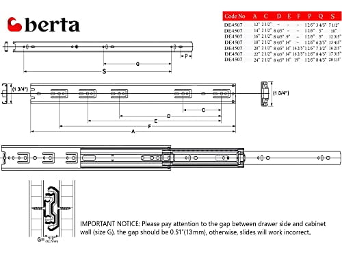 Berta (10 Pairs) Soft Close 22 Inch Ball Bearing, Side Mount Heavy Duty ...