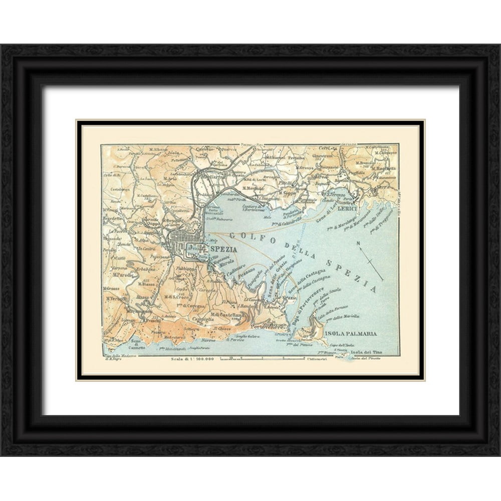 Bertarelli 14x11 Black Ornate Wood Framed with Double Matting Museum ...