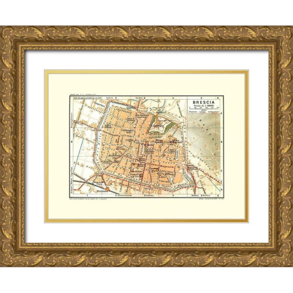 Bertarelli 14x11 Gold Ornate Wood Framed with Double Matting Museum Art ...
