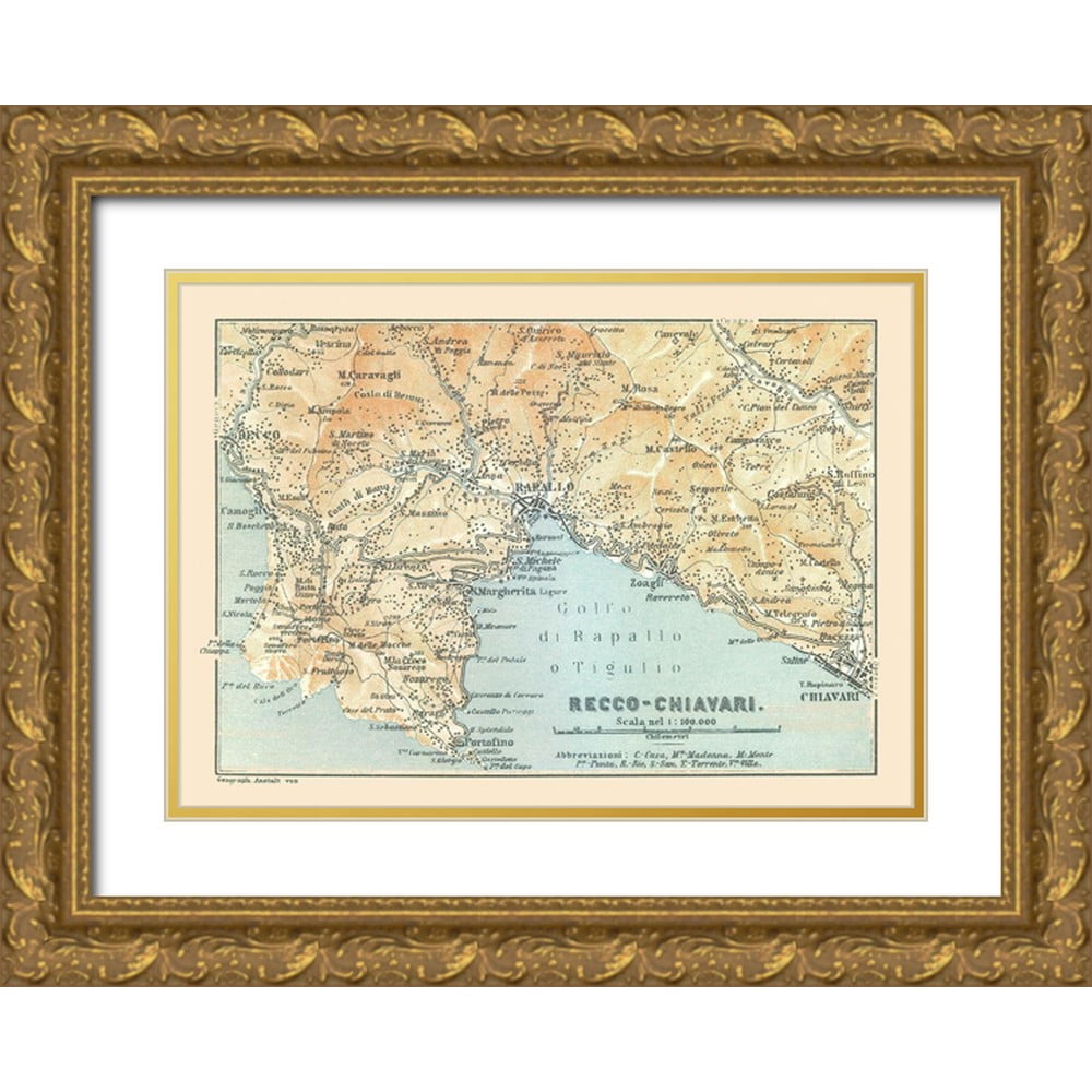 Bertarelli 14x11 Gold Ornate Wood Framed with Double Matting Museum Art ...