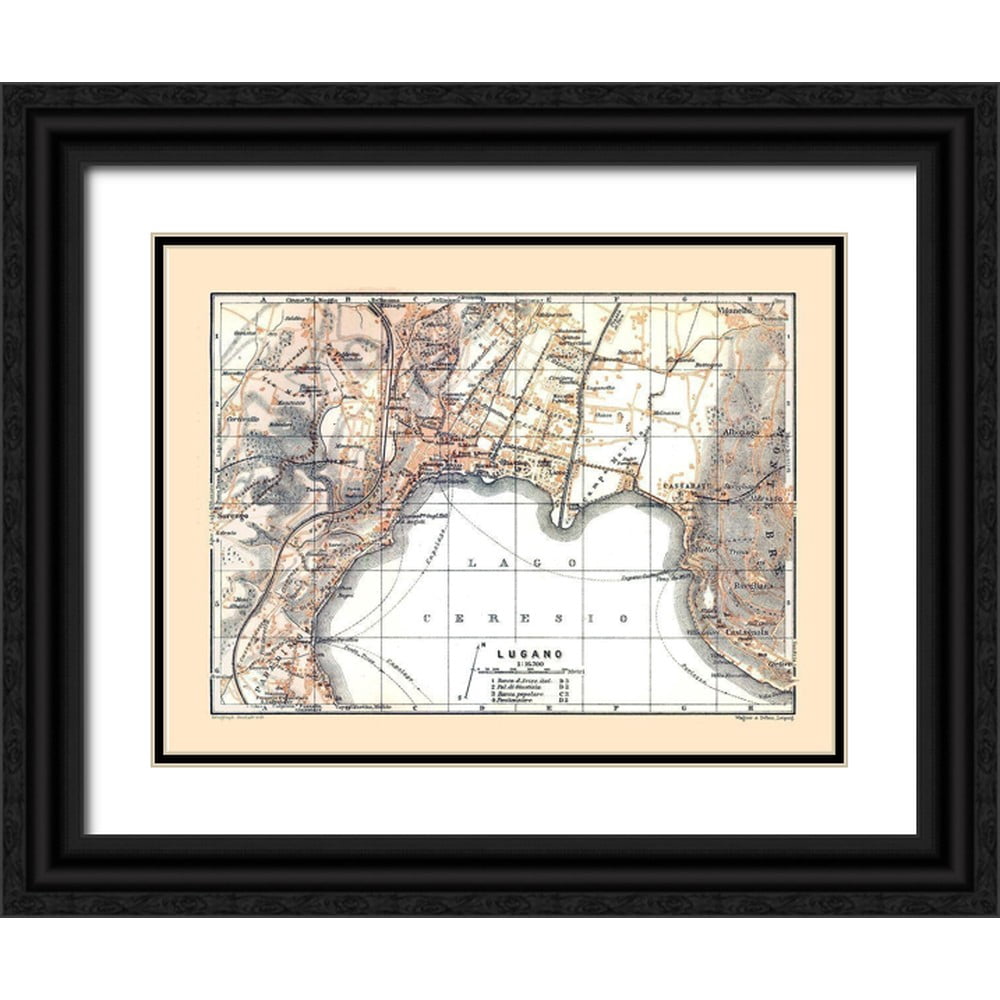 Bertarelli 14x12 Black Ornate Wood Framed with Double Matting Museum ...
