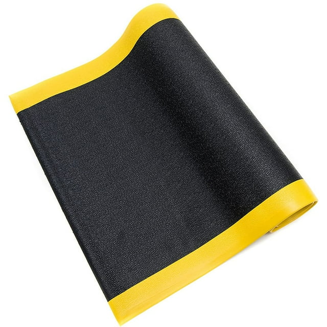 Bertech Black w/ Yellow Border Textured Anti-Fatigue Mat, 5' x 3' x 5/8 ...