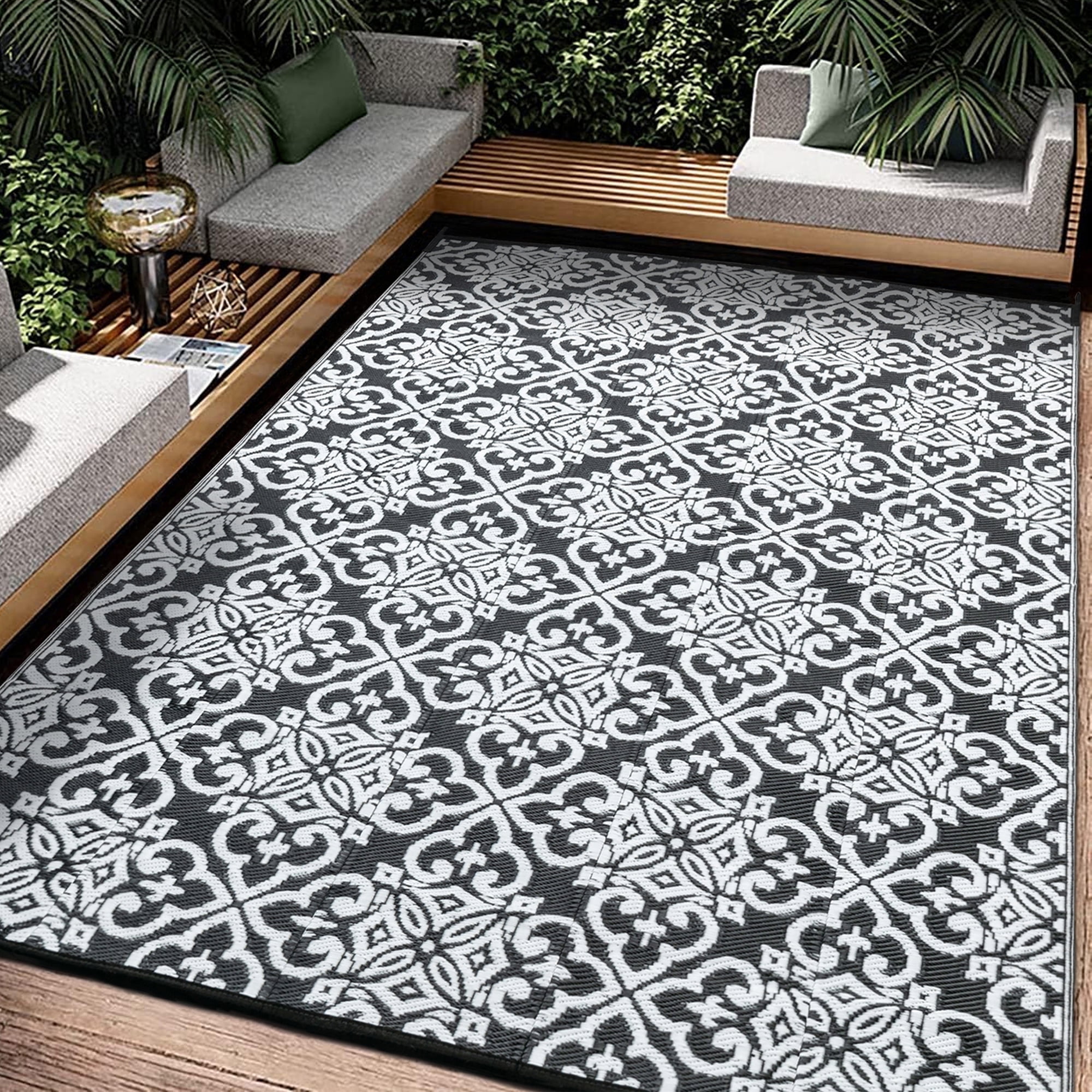 BERTHMEER Reversible 5'x8' Plastic Outdoor Rug, Waterproof Patio ...