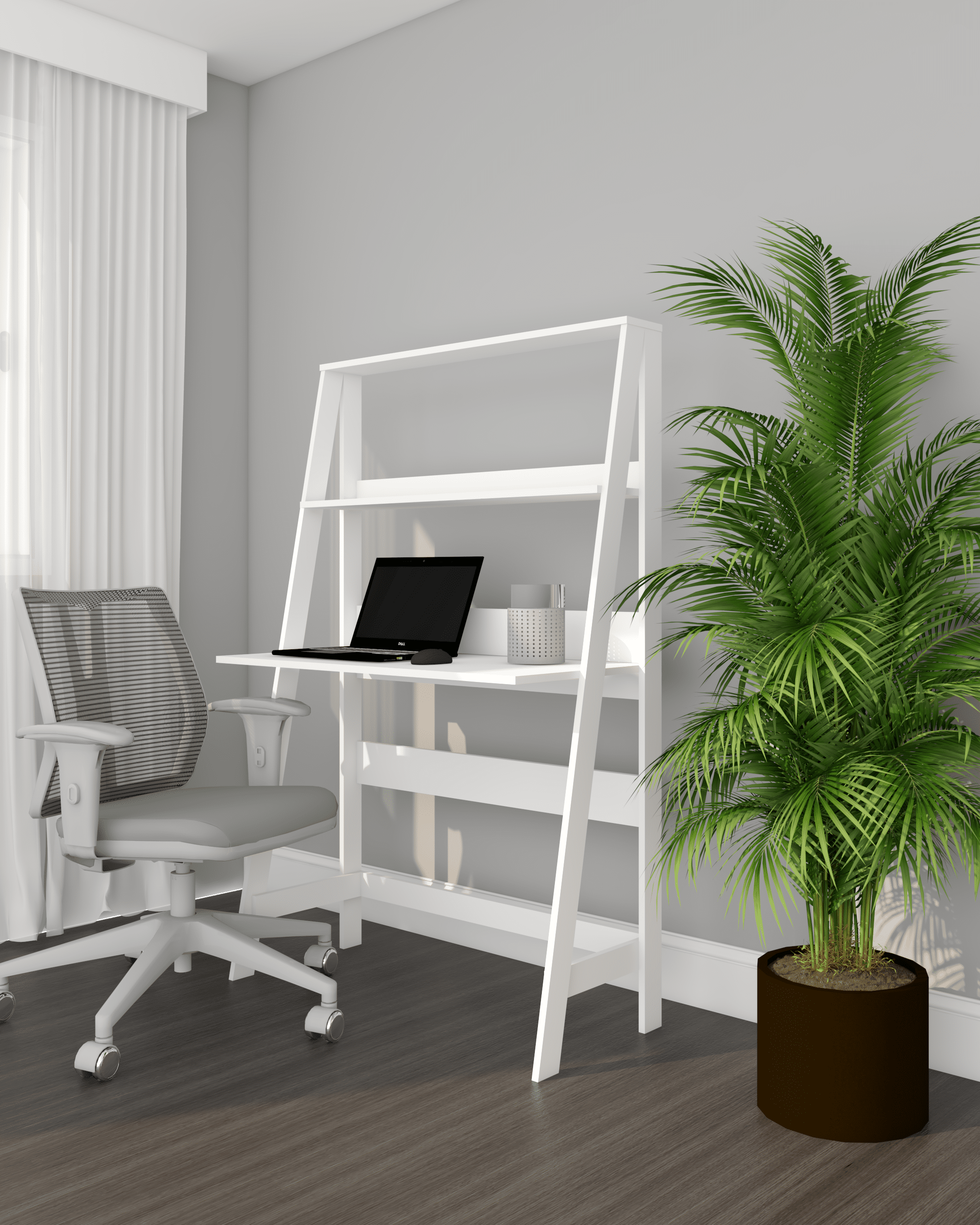 Bertolini Oasis Ladder Desk with 1 Shelf White - Walmart.com