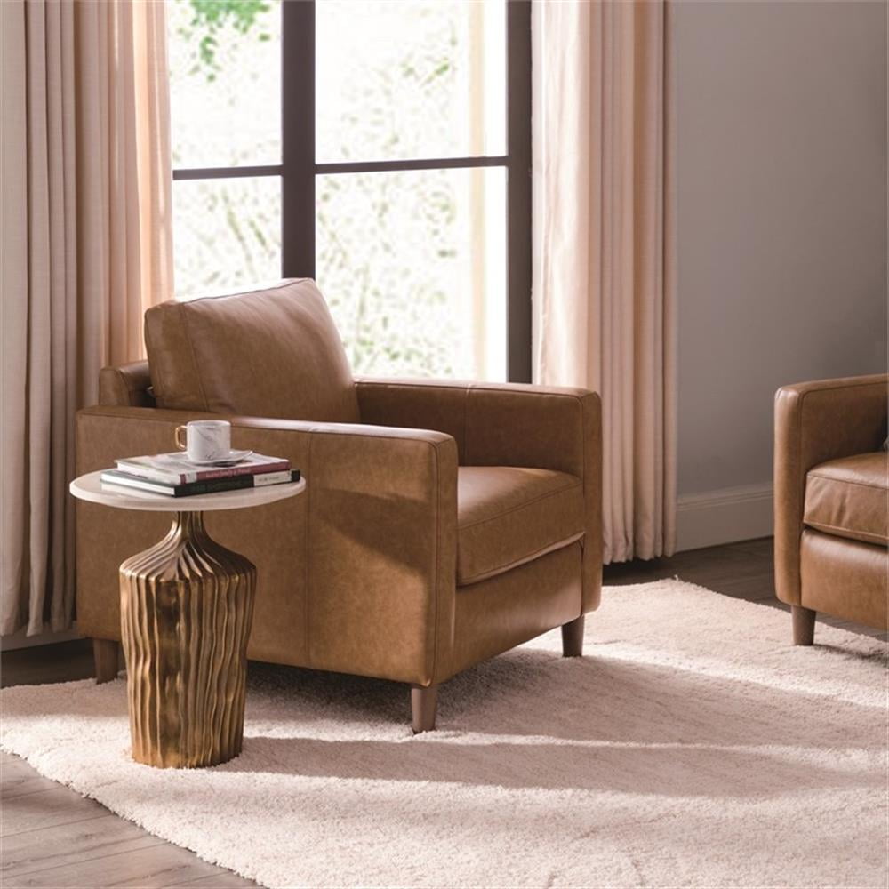 Berube Modern Leather In Camel Chair - Walmart.com
