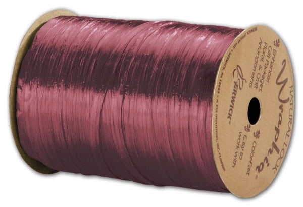 Berwick Offray Burgundy Red Pearlized Raffia Ribbon, 1/4'' Wide, 100 ...