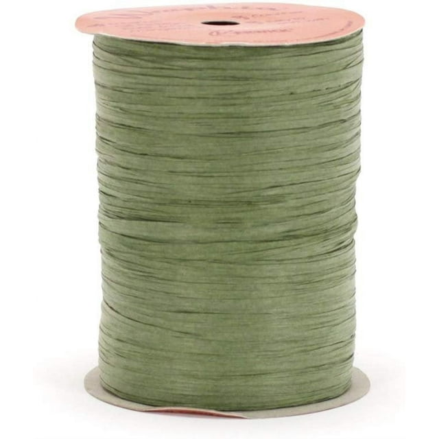 Berwick Offray Matte Olive Green Raffia Ribbon, 1/4'' Wide, 100 Yards ...