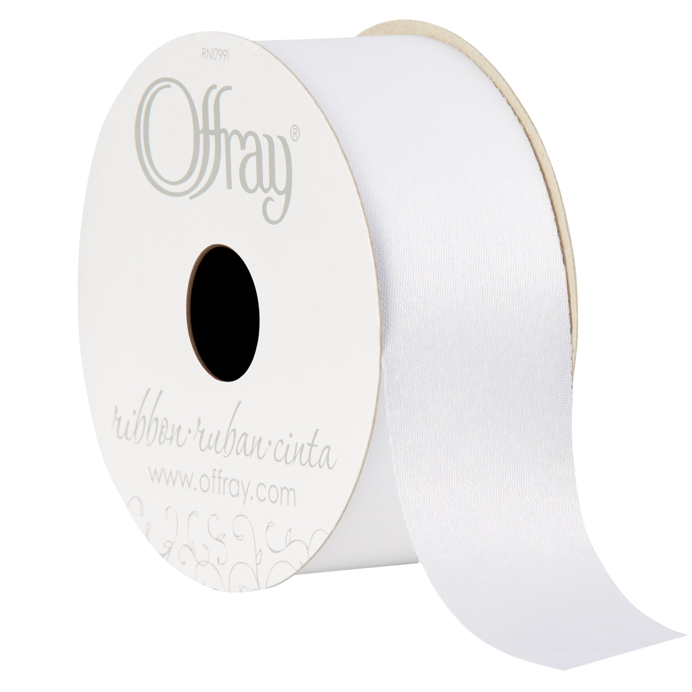 Offray Ribbon, White 1 1/2 inch Acetate Polyester Outdoor Ribbon for ...