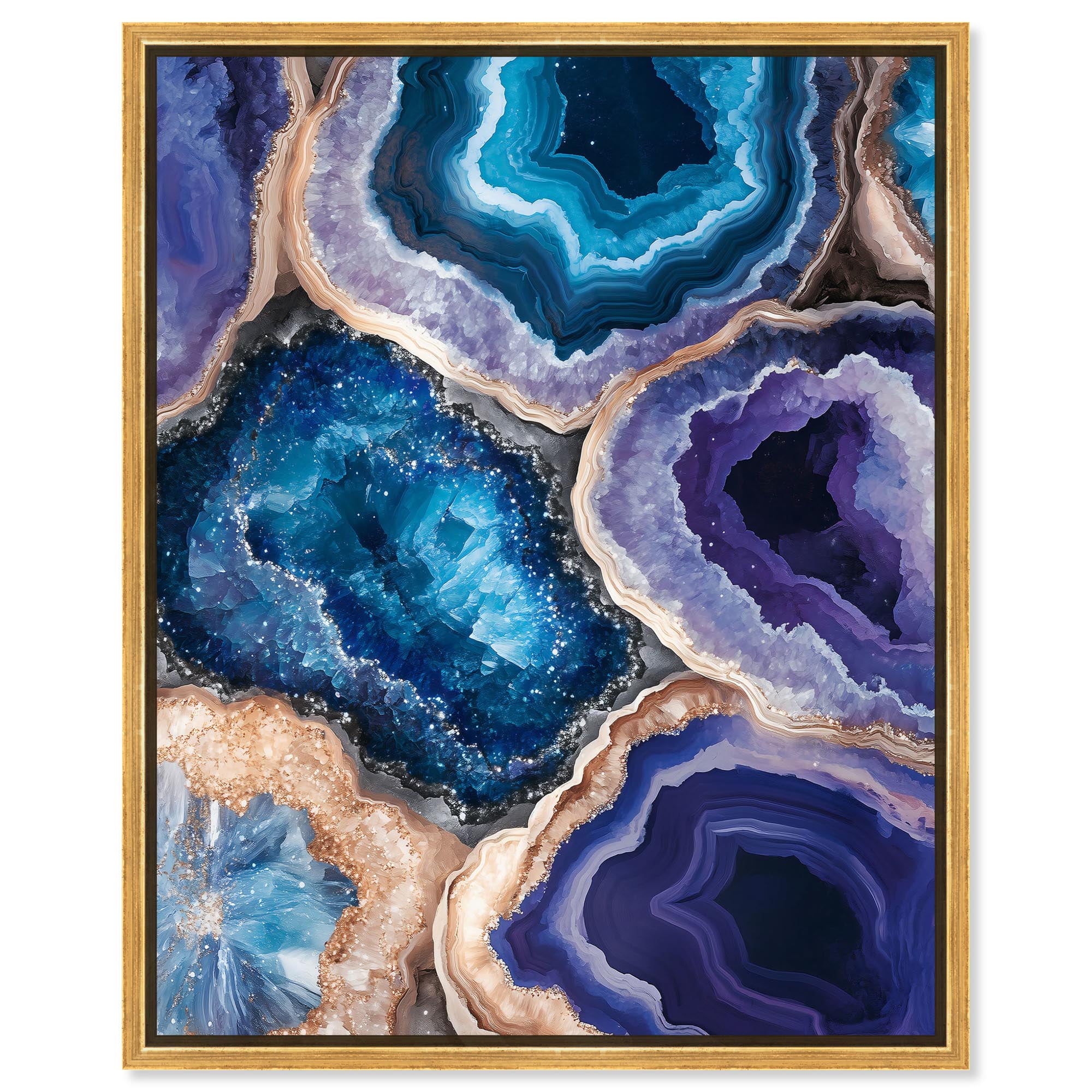 Beryl Brood I Canvas Geodes Wall Decor by Art Remedy, Gold Frame, 24 x ...