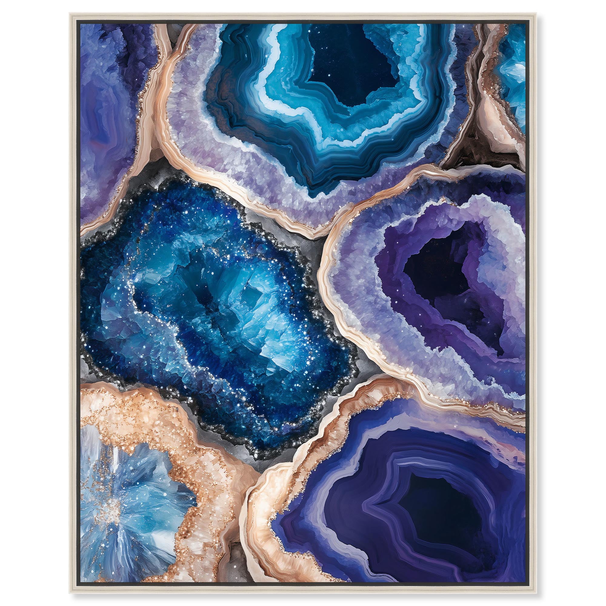Beryl Brood I Canvas Geodes Wall Decor by Art Remedy, Silver Frame, 36 ...