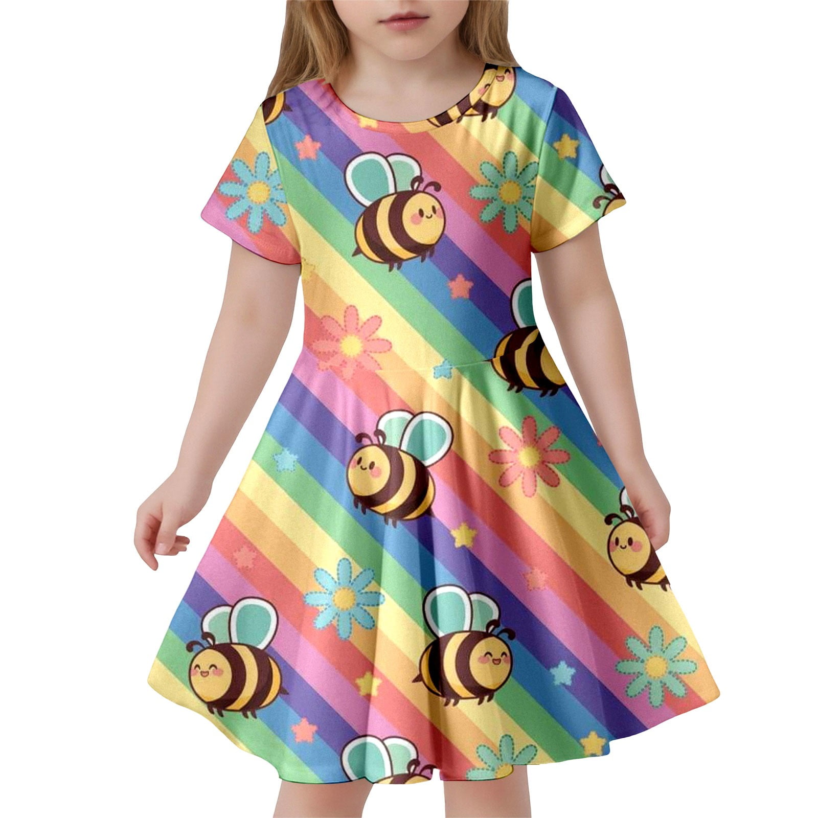 Bes Day Girl Sun Dresses Size 7/8 Summer Dress Cute Cartoon Sundress ...