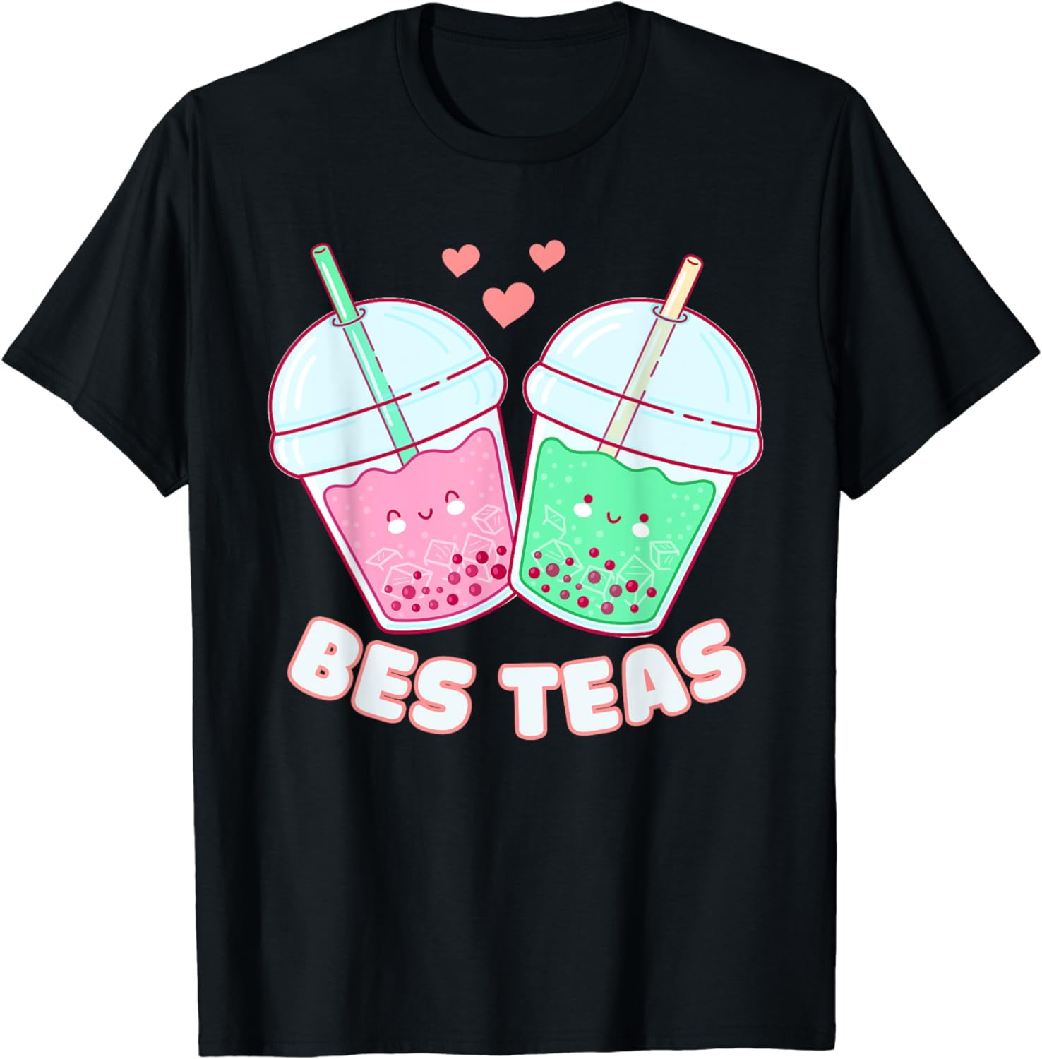Bes Teas Cute Bestie Bubble Tea Boba Best Friends T-Shirt - Walmart.com