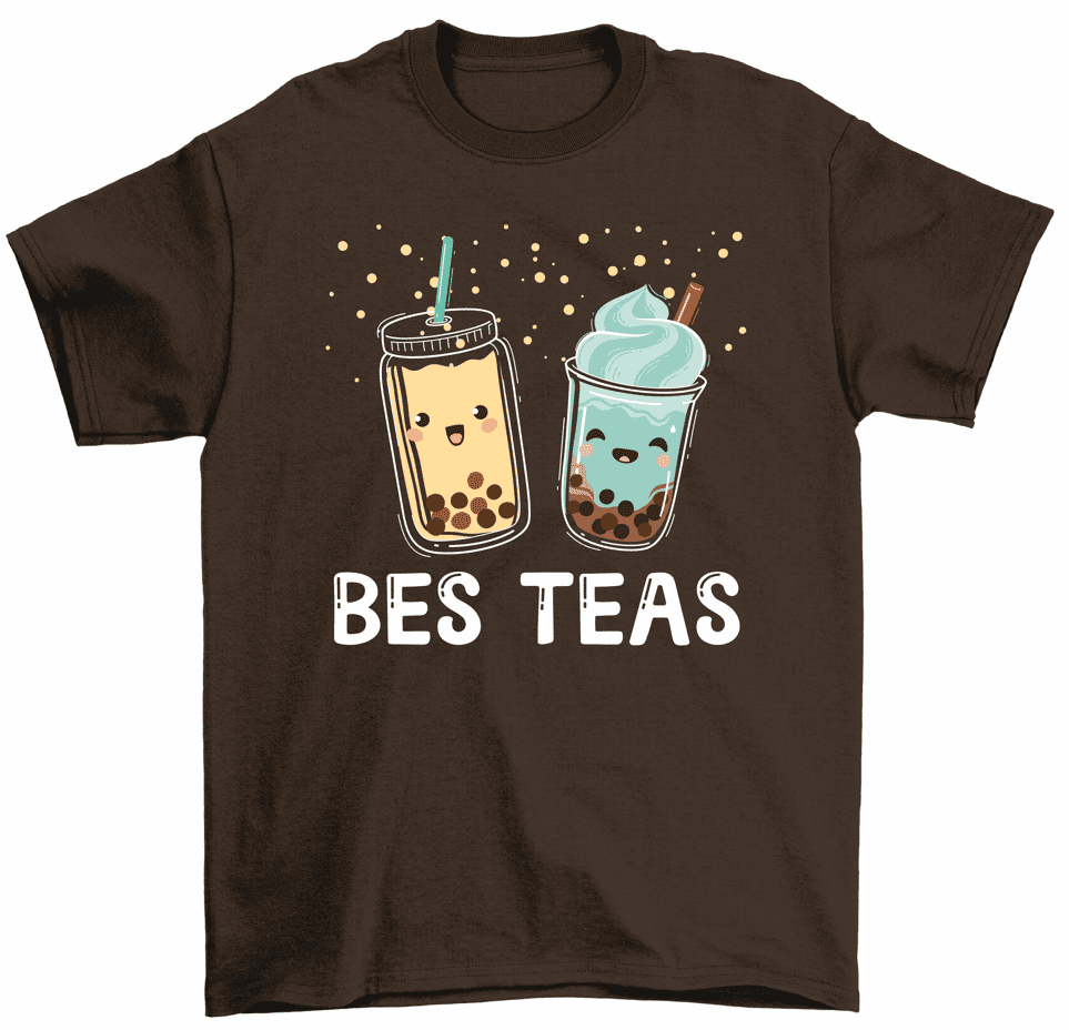 Bes Teas Cute Boba Tea T-Shirt Besties Best Friends Bubble Tea Lover ...