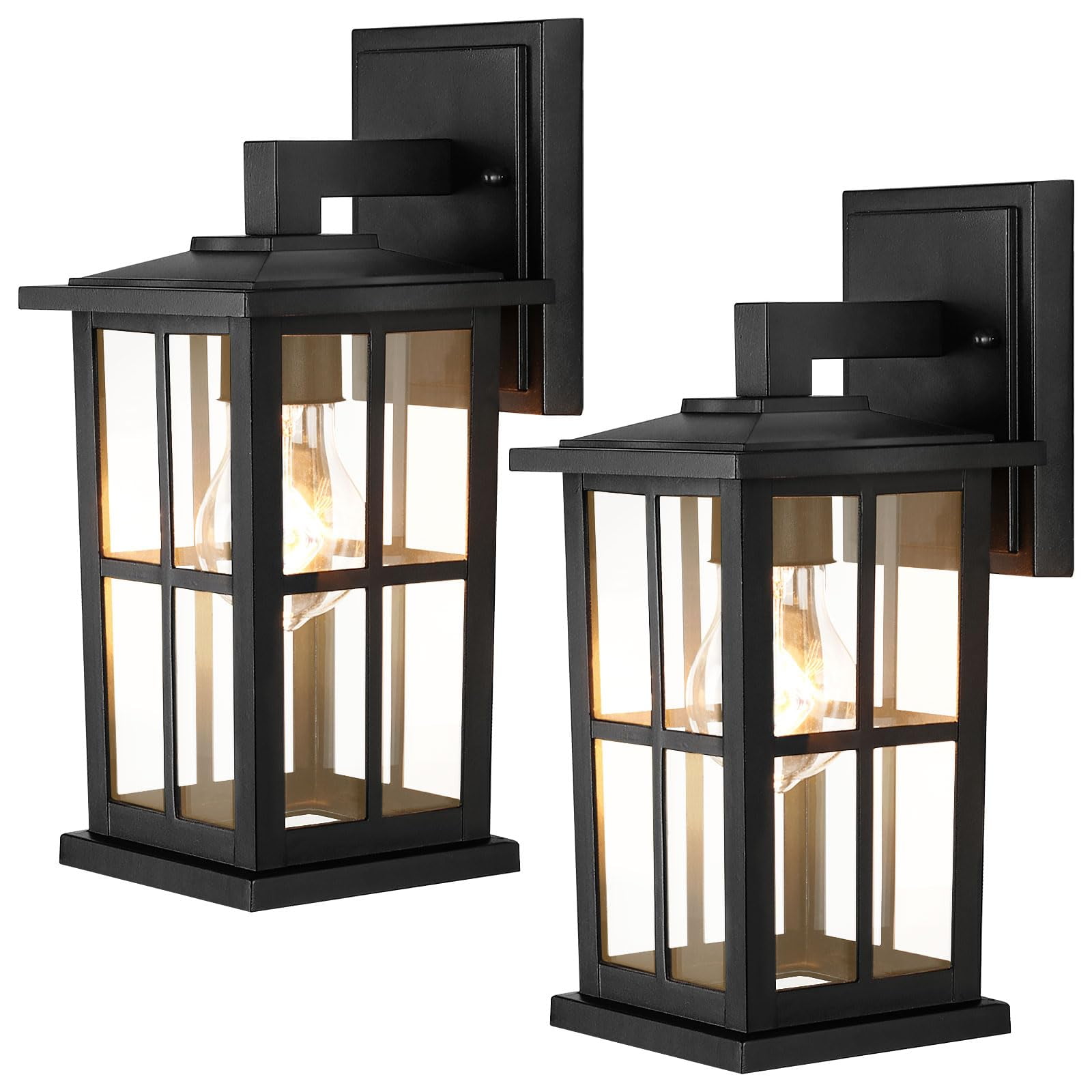 BesLowe 2-Pack Outdoor Light Fixtures Wall Mount, Waterproof Wall Lanterns Porch Lights, Matte ...