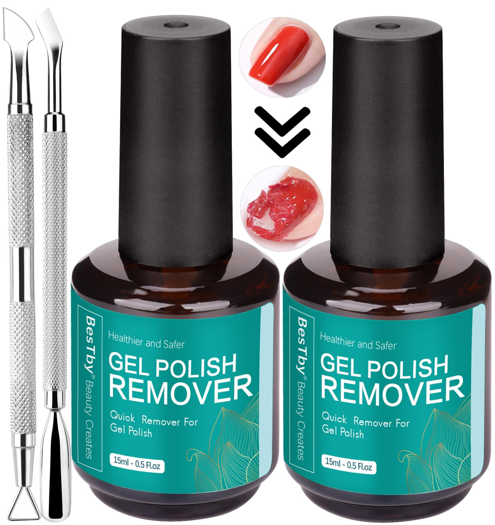 BesTby Gel Remover for Nails - Gel Nail Remover 2pcs Professional, with ...