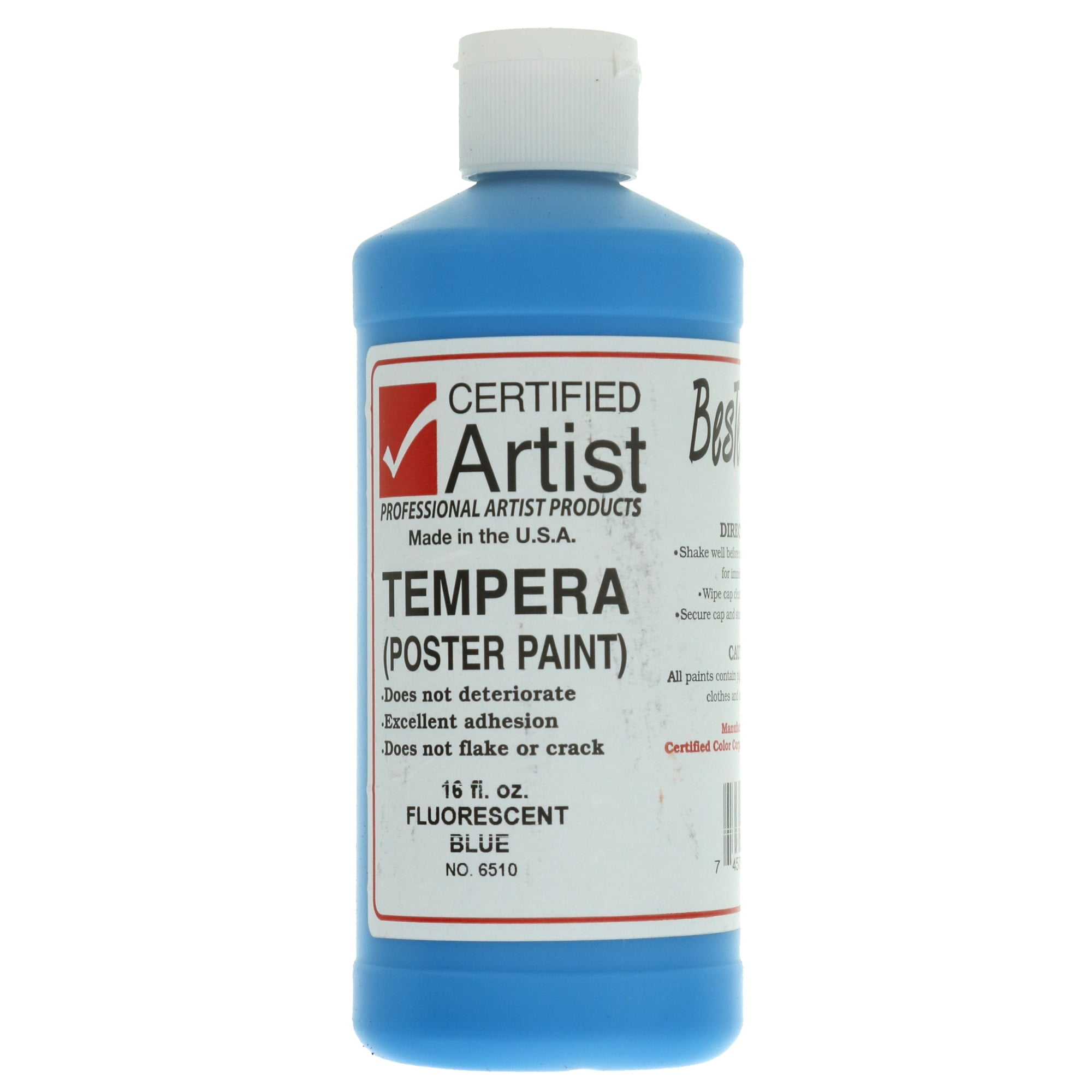 BesTemp Tempera Paint, 16 oz. Bottle, Regular Colors, Fluorescent Blue ...