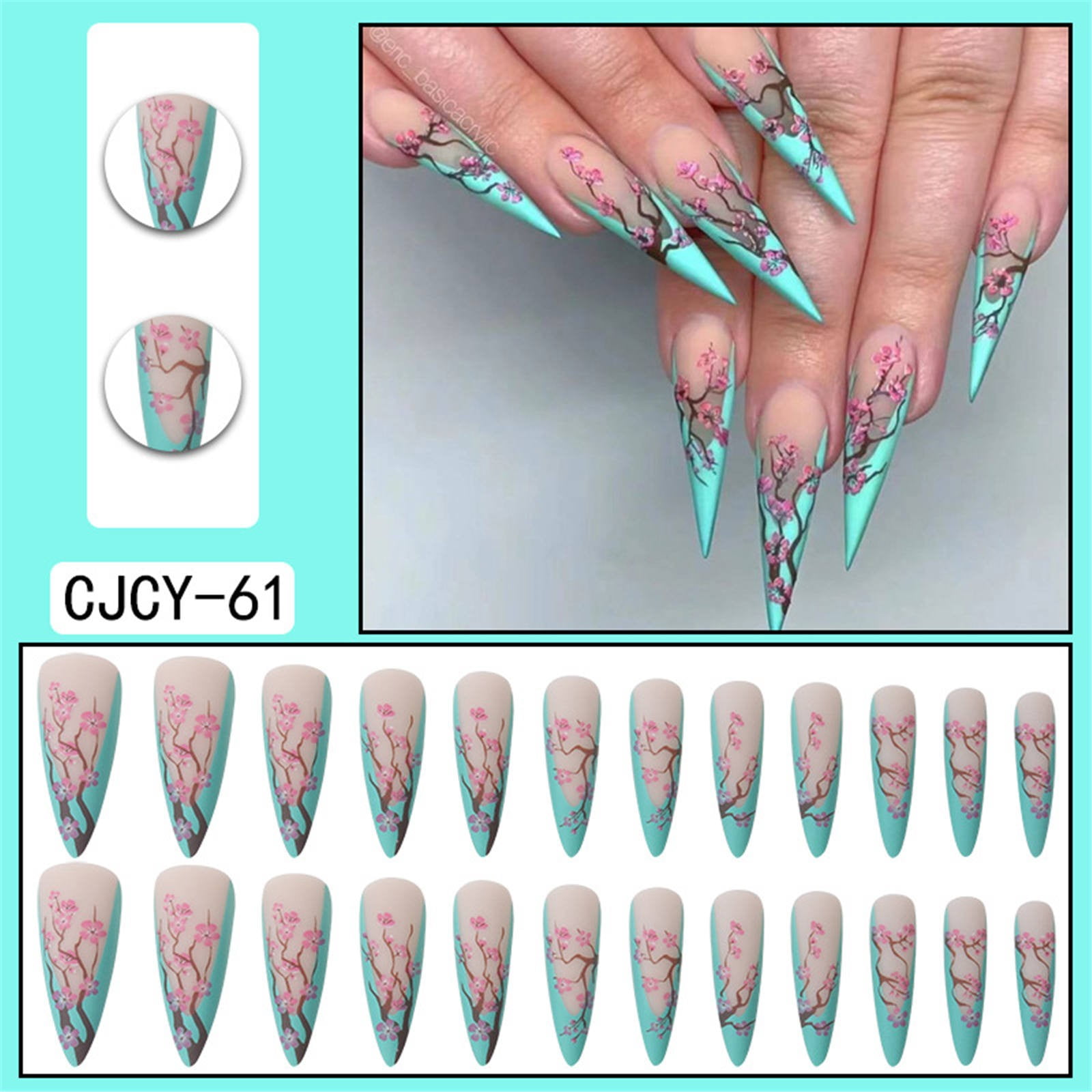 Besaacan Fake Nails On Sale! Cute Press Nails Long Fake Nails Glitter