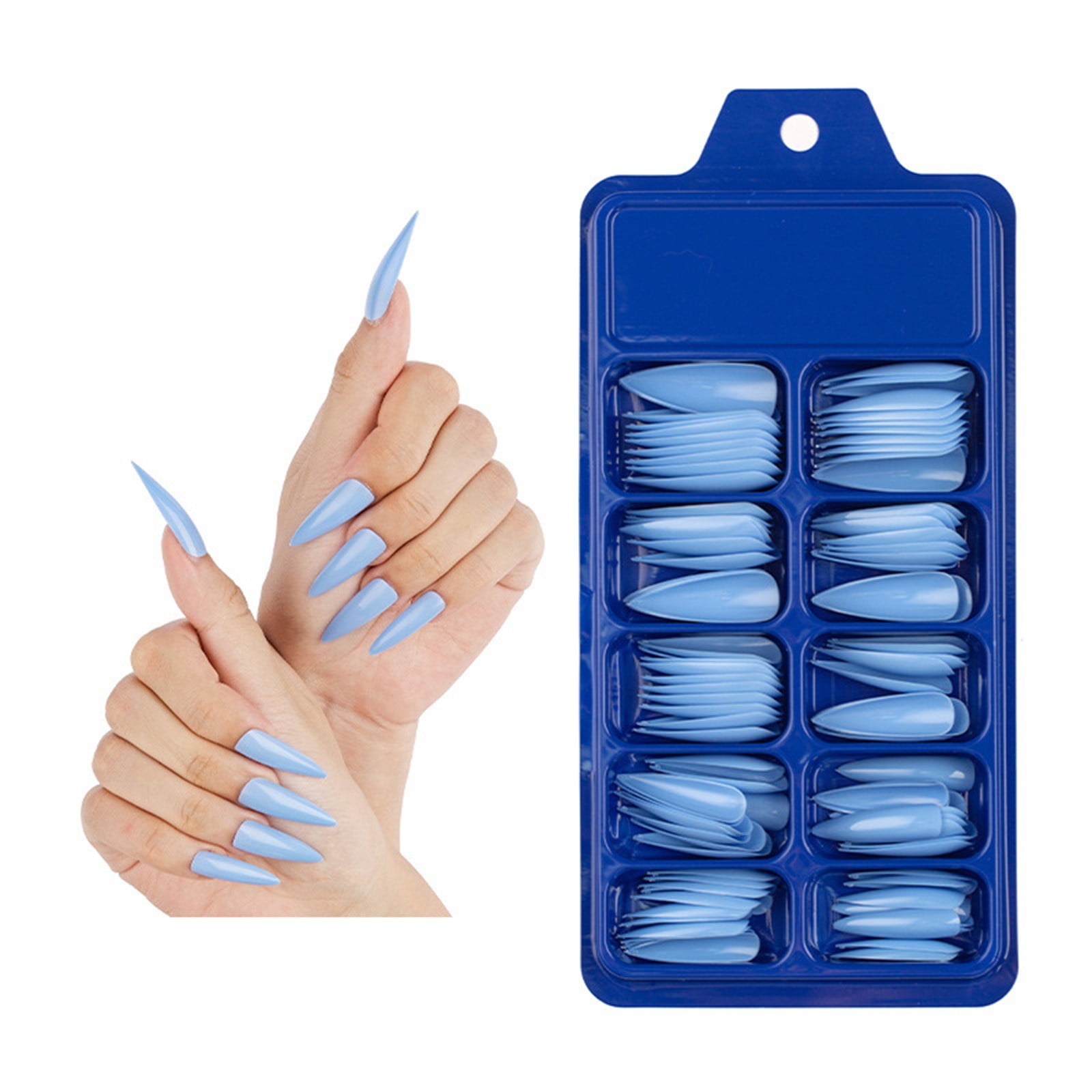Besaacan Nail Care Colored Long Stiletto Press On Nails Full Cover