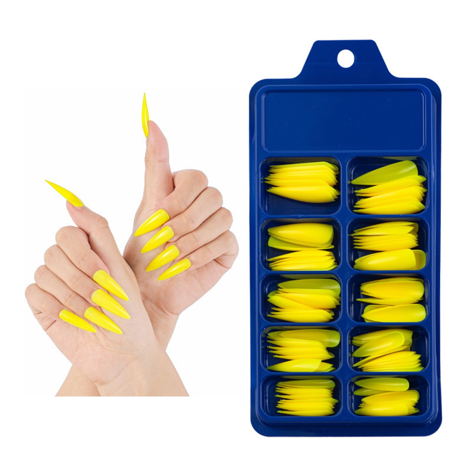 Besaacan Nail Care Colored Long Stiletto Press On Nails Full Cover