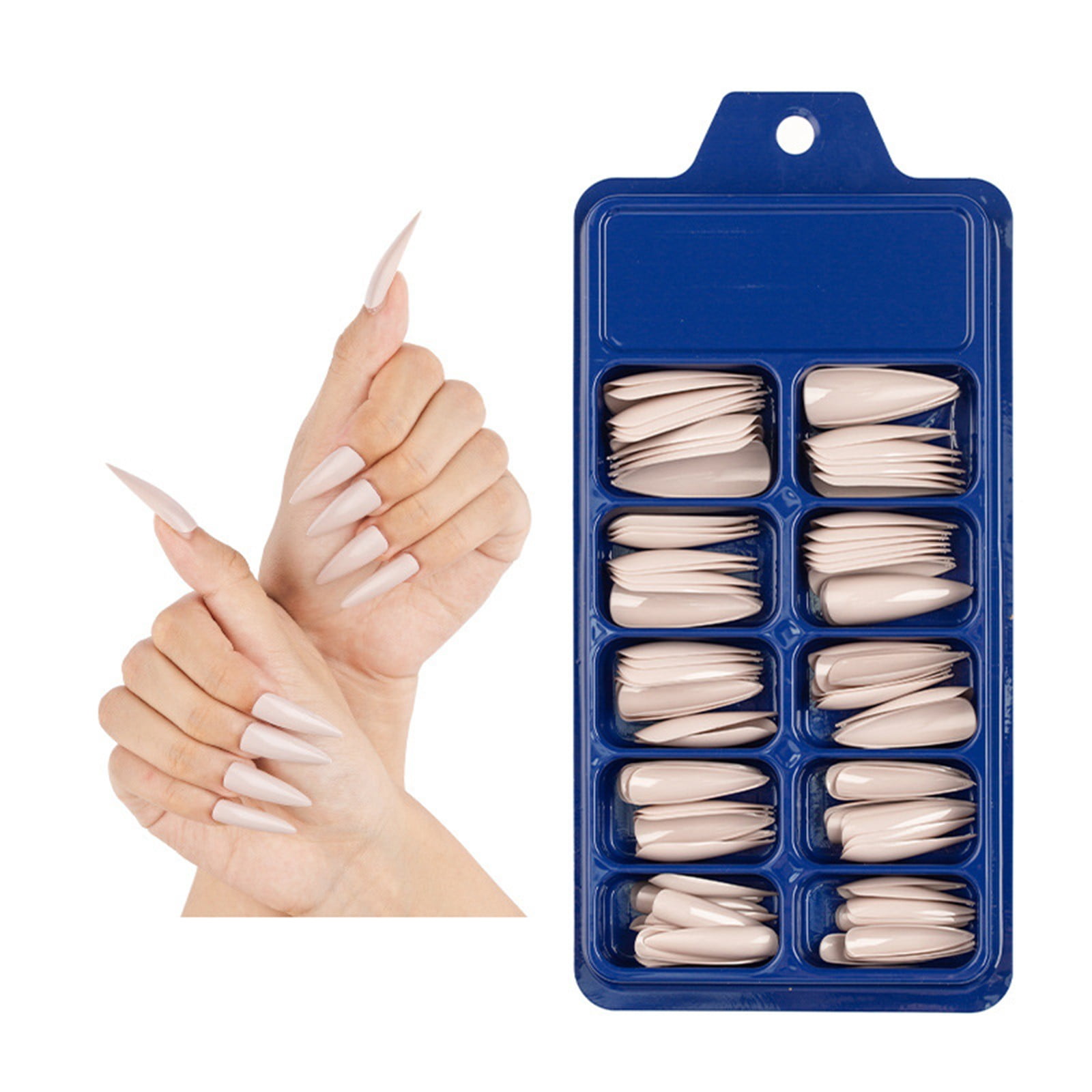 Besaacan Nail Care Colored Long Stiletto Press On Nails Full Cover