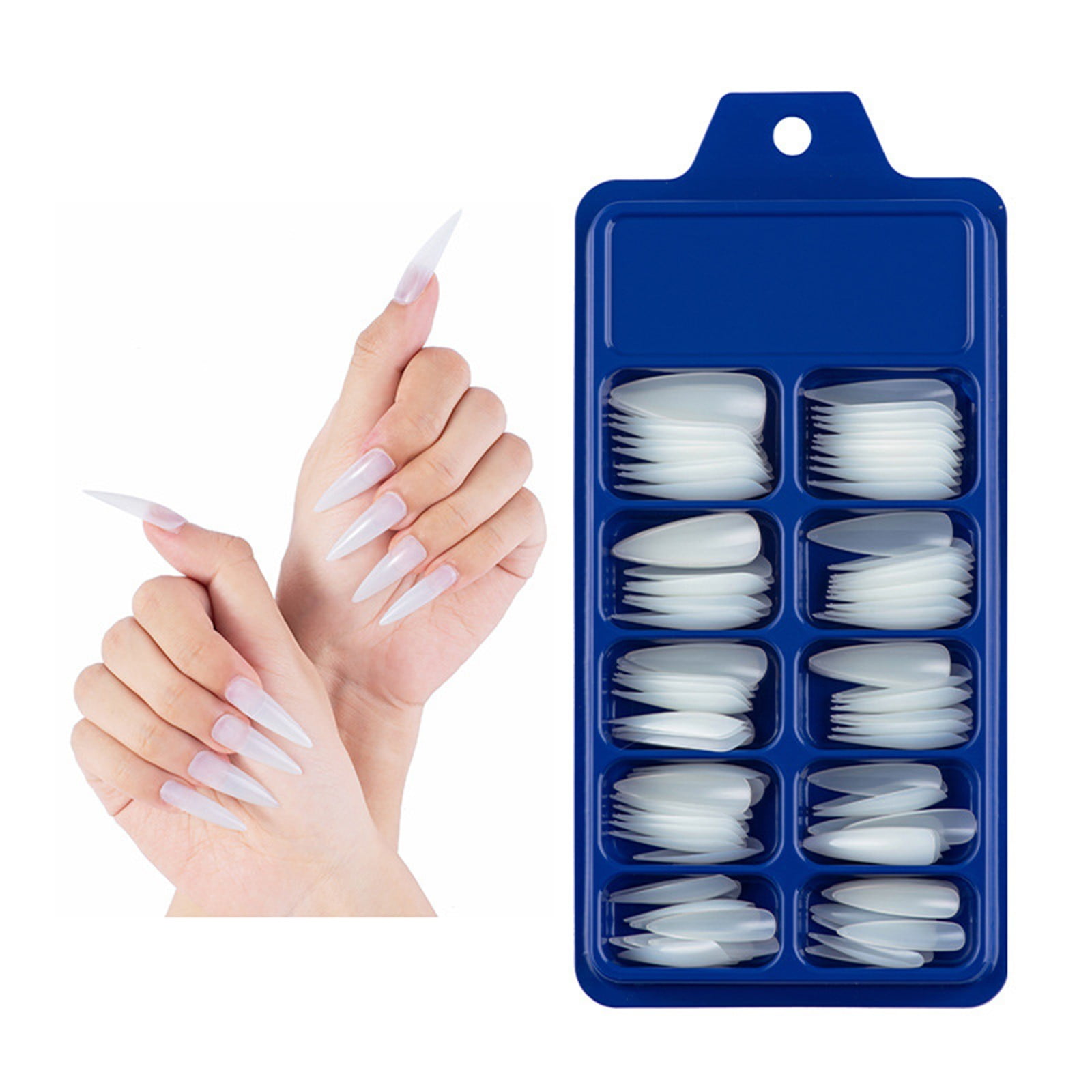 Besaacan Nail Care Colored Long Stiletto Press On Nails Full Cover
