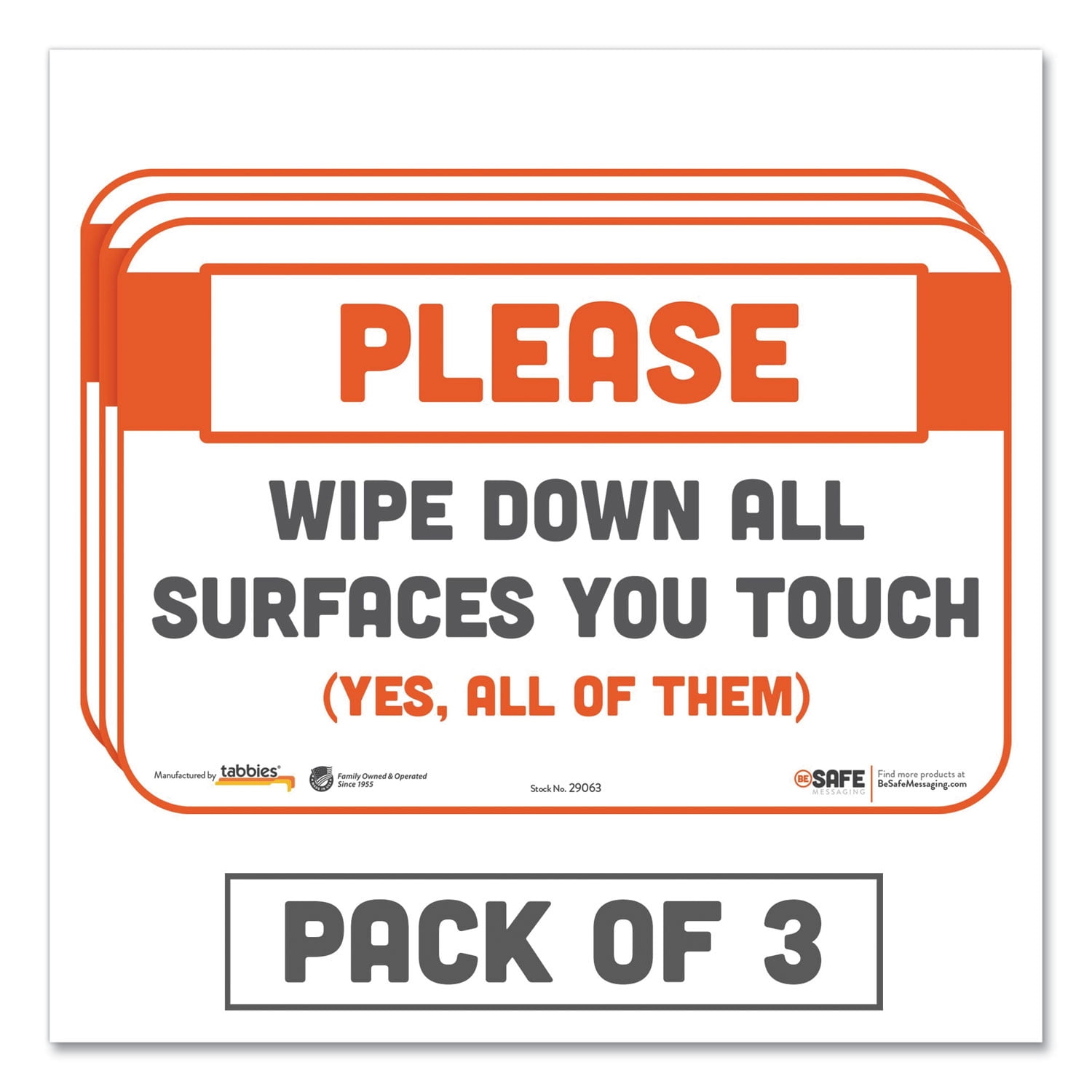 Besafe Messaging Repositionable Wall/door Signs, 9 X 6, Please Wipe ...