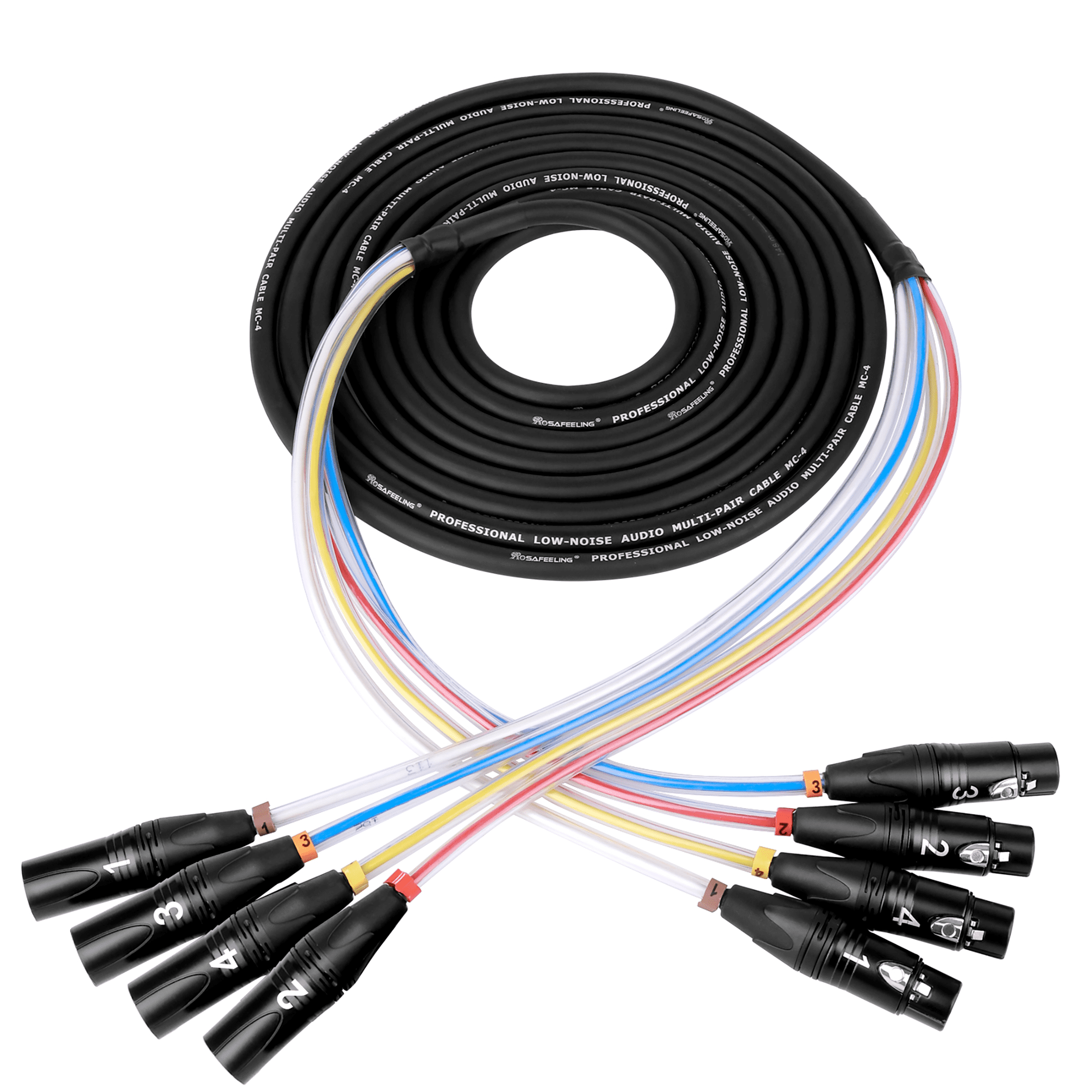 Bescoos 4 Channel Professional Multi-Media Snake Cable 4 Pairs Male to ...