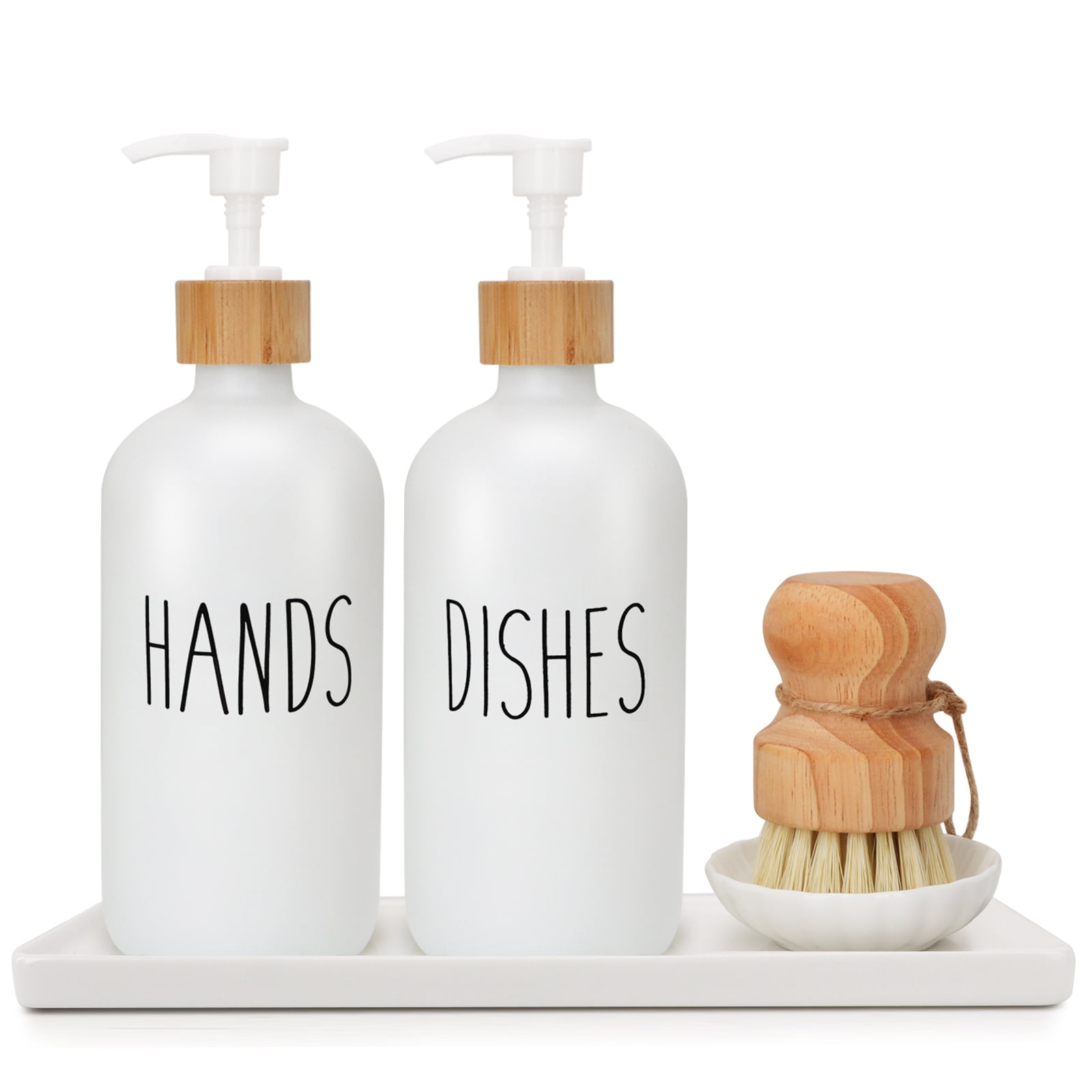 Bescott Soap Hand Dish Soap Glass Farmhouse Dispenser Set for Kitchen ...