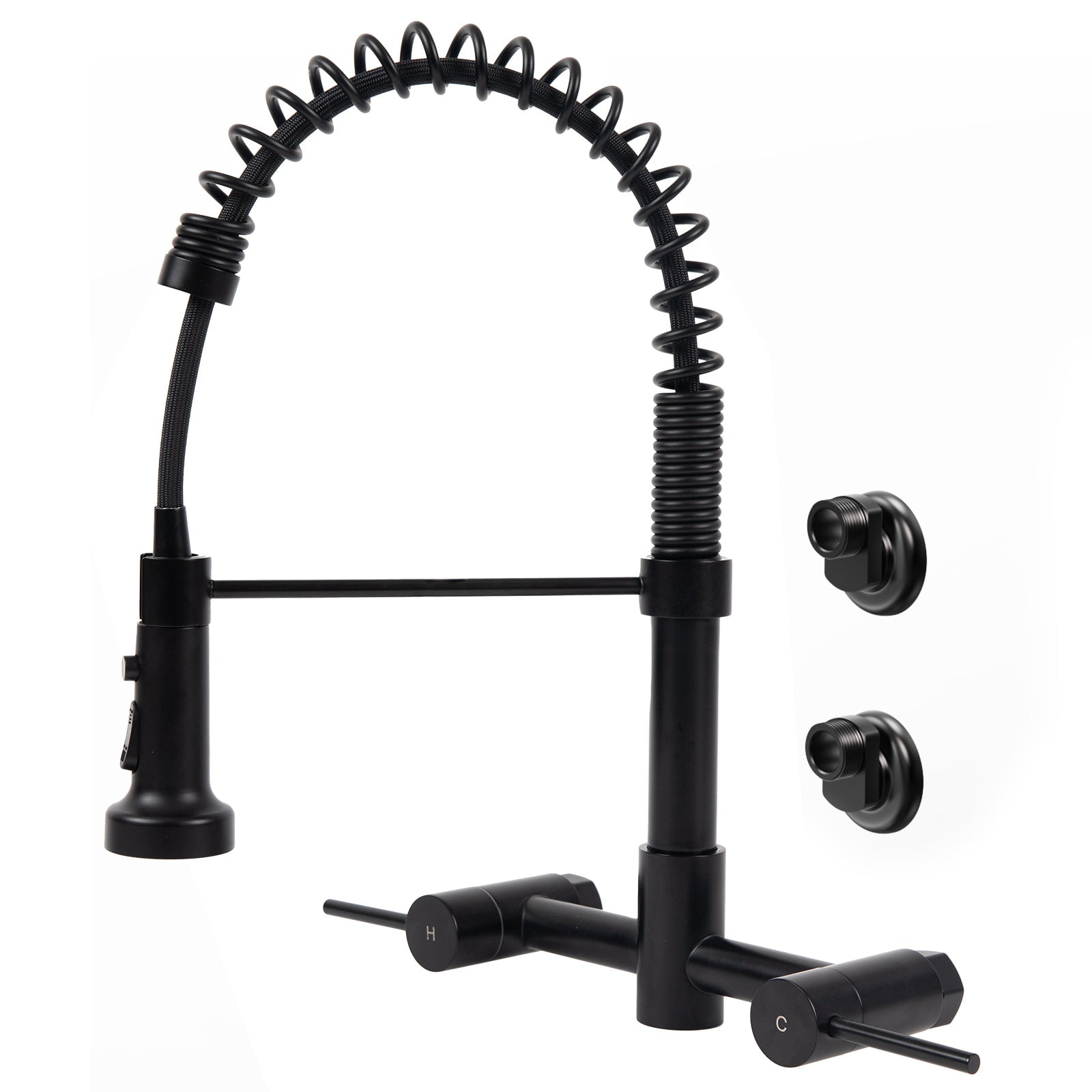 Besdor Wall Mount Kitchen Faucet, 8 Inch Center Faucet with Pull Down ...