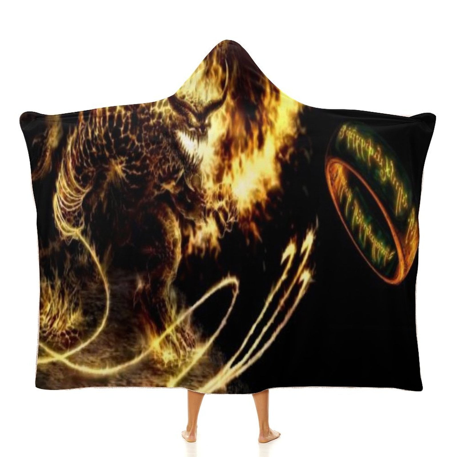 Besetuui Hooded Throw for Kids Balrogs Black Background Demon Fire ...