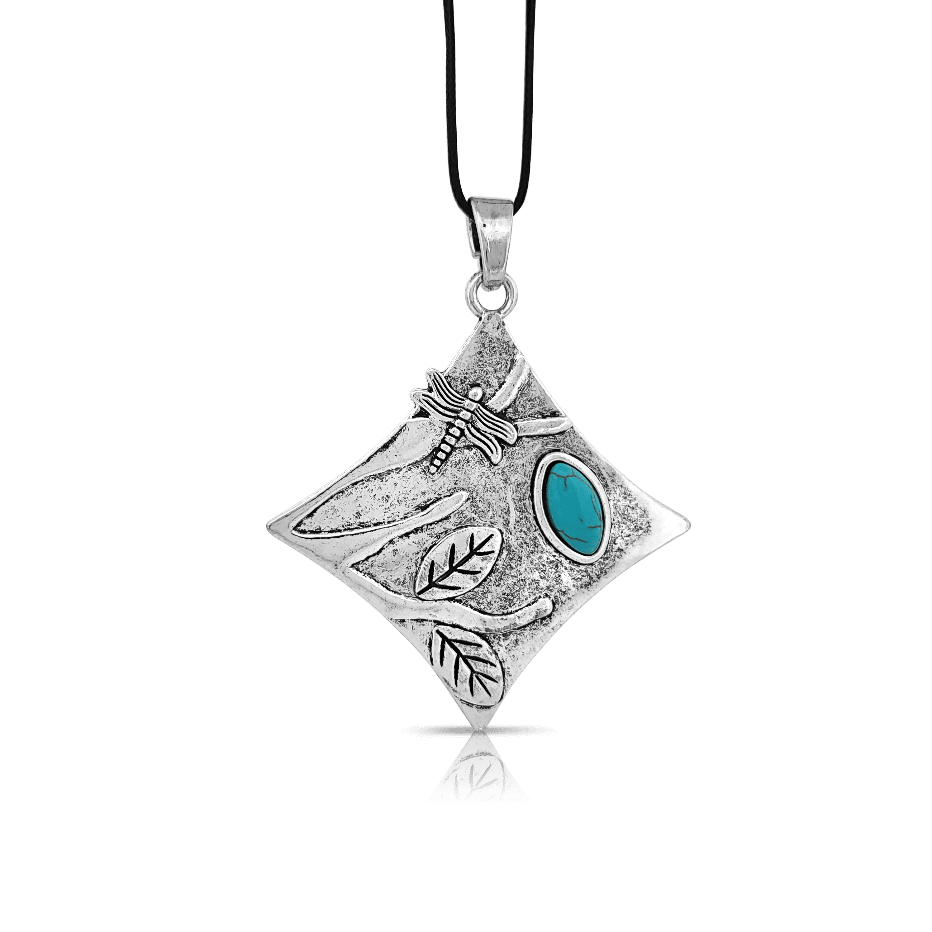 Besheek Antiqued Silvertone Boho Chic Dragonfly Rhombus Necklace ...
