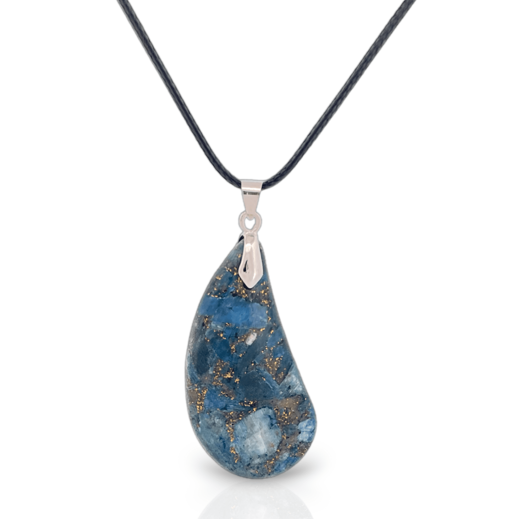 Besheek Blue Sea Sediment Jasper and Bronzite Teardrop Necklace Pendant ...