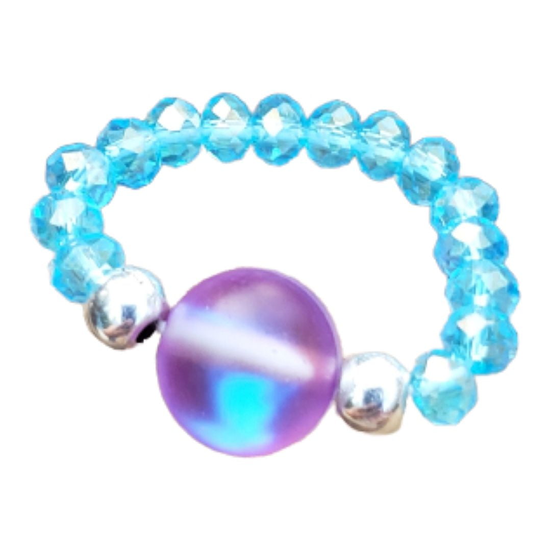 Besheek Clear Mermaid Glass and Aqua Blue Crystal Stretch Toe Ring ...