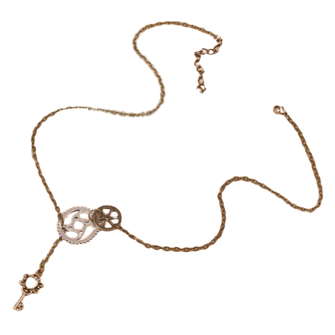 Besheek Steampunk Y Shaped Lariat Antique Bronze Gear Key Lariat ...