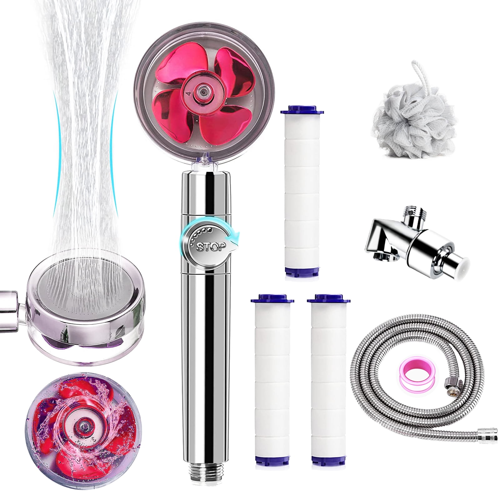 Besititli Turbocharged High Pressure Shower Head Kit, Hydro Jet Shower ...