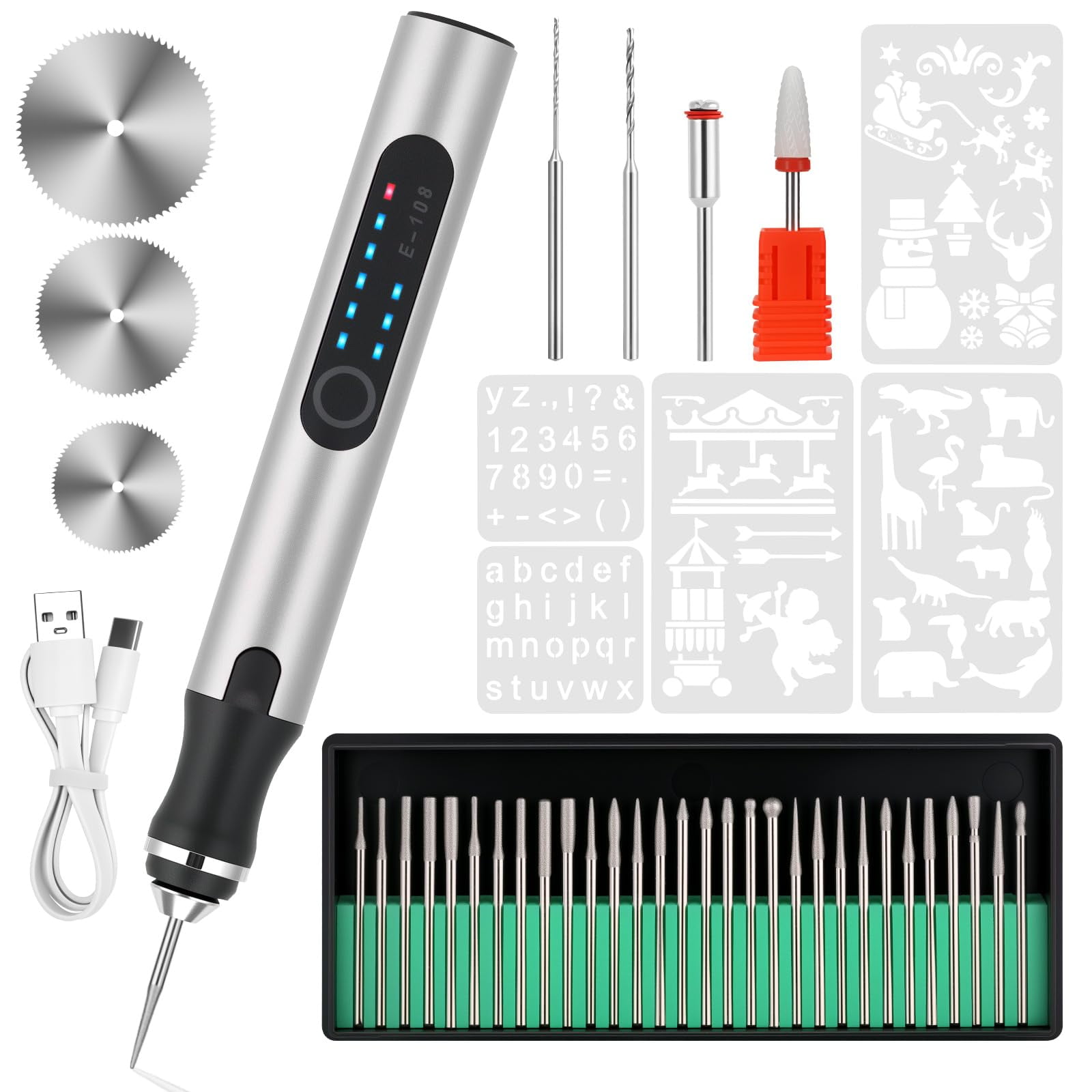 Beslands Electric Cordless Engraving Pen - USB-C Rechargeable with 48 ...