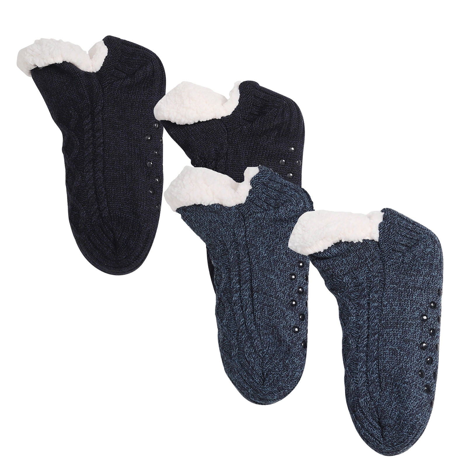 Besolor 2 Pairs Boys Girls Warm Slipper Socks Kids Thick Fleece Lined ...