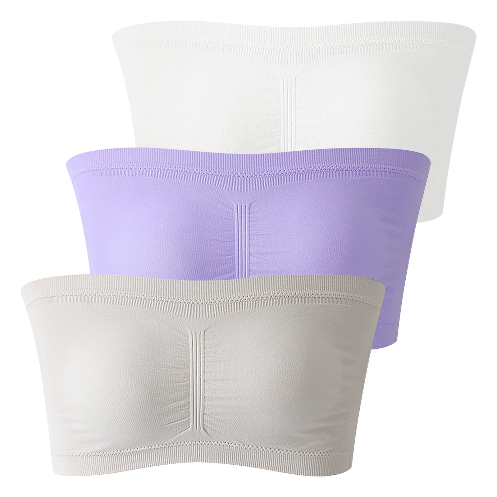 Besolor 3 Pack Womens Plus Size Strapless Bandeau Bra, Padded Bralette ...