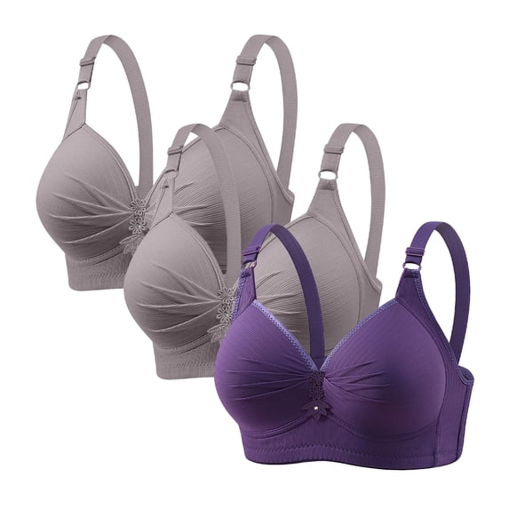 Besolor 3pc Plus Size Bras for Women High Support Full Coverage ...