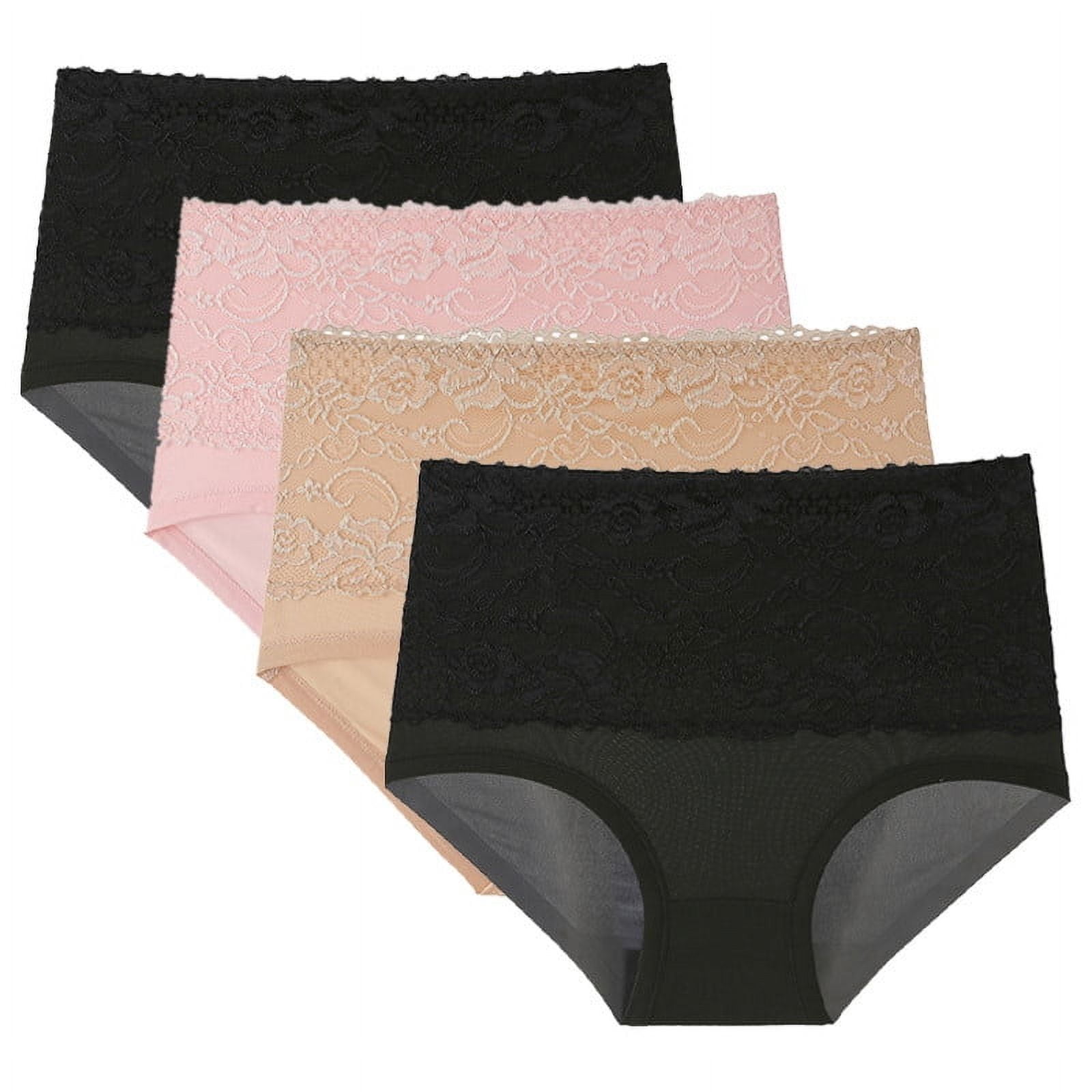 Besolor 4 Pack Women's High Waisted Lace Underwear Plus Size No Show ...