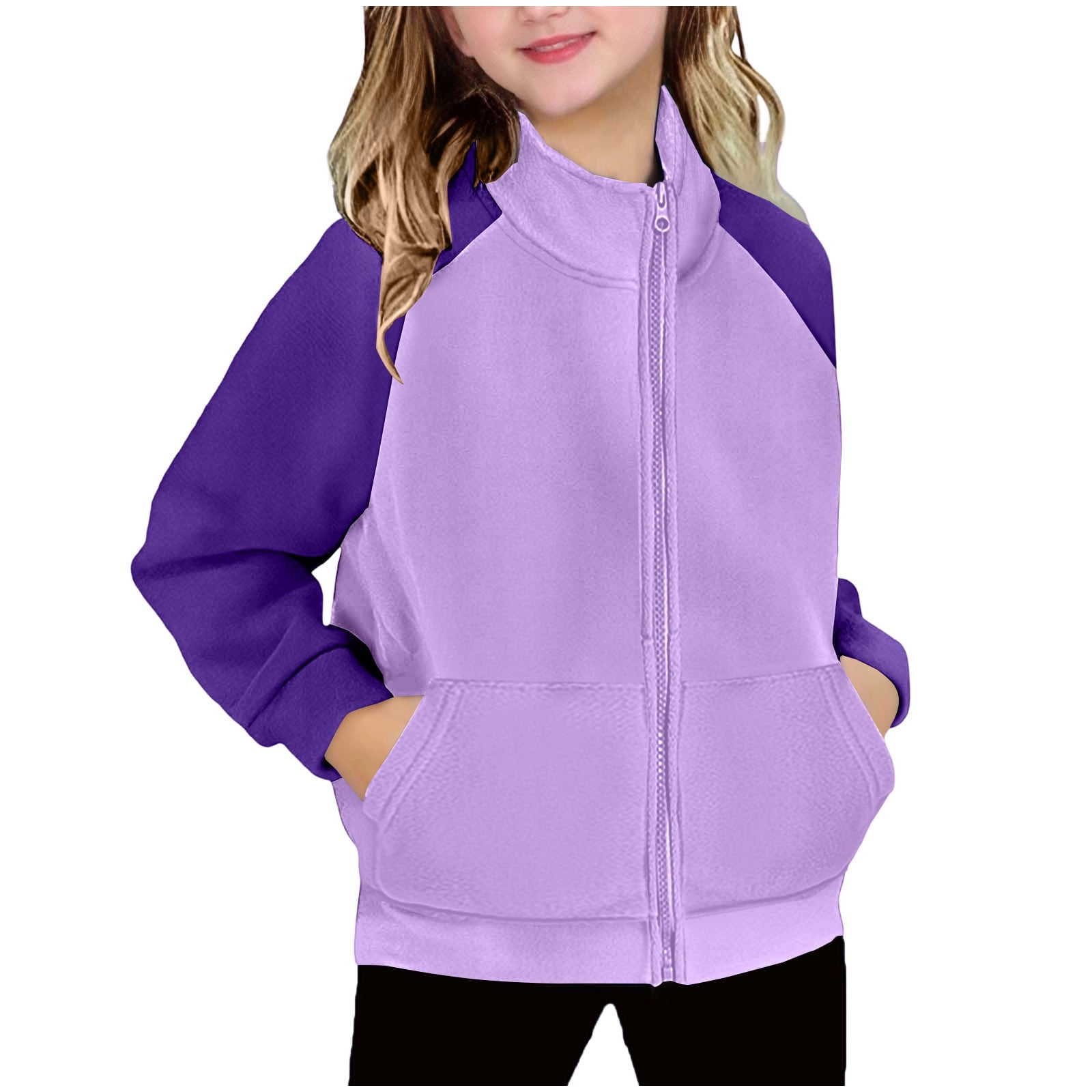 Besolor Boys Girls Fleece Sweatshirts Jacket Kids Cozy Warm Color Block ...
