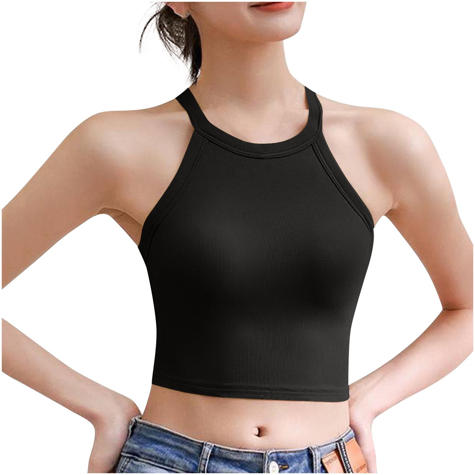 Besolor Built in Bra Tank Tops for Women Summer Casual Comfy Slim ...