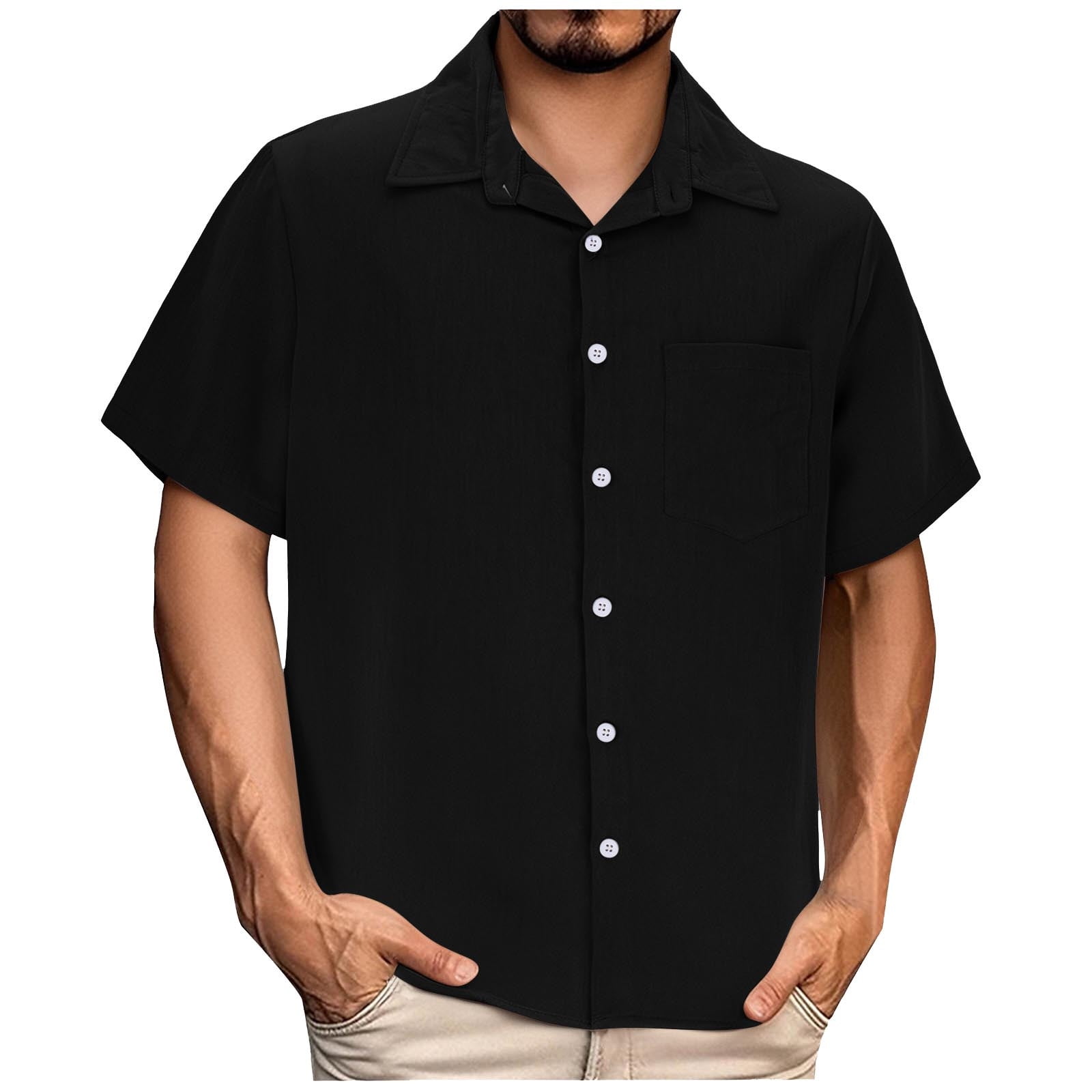 Besolor Button down Shirt for Men Collared Short Sleeve Shirts Summer ...