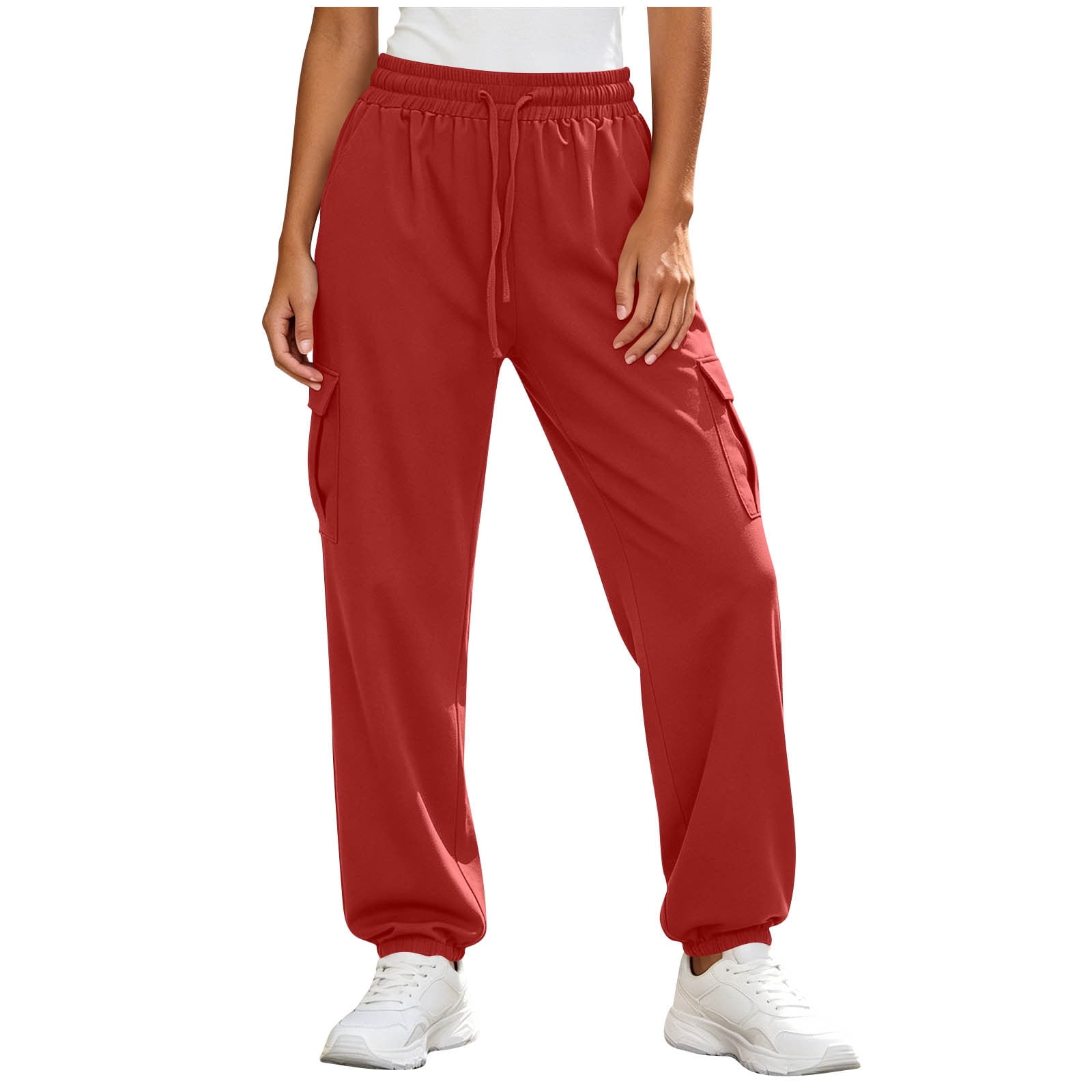 Besolor Cargo Pants Women High Waist Drawstring Cinch Bottom Sweatpants ...