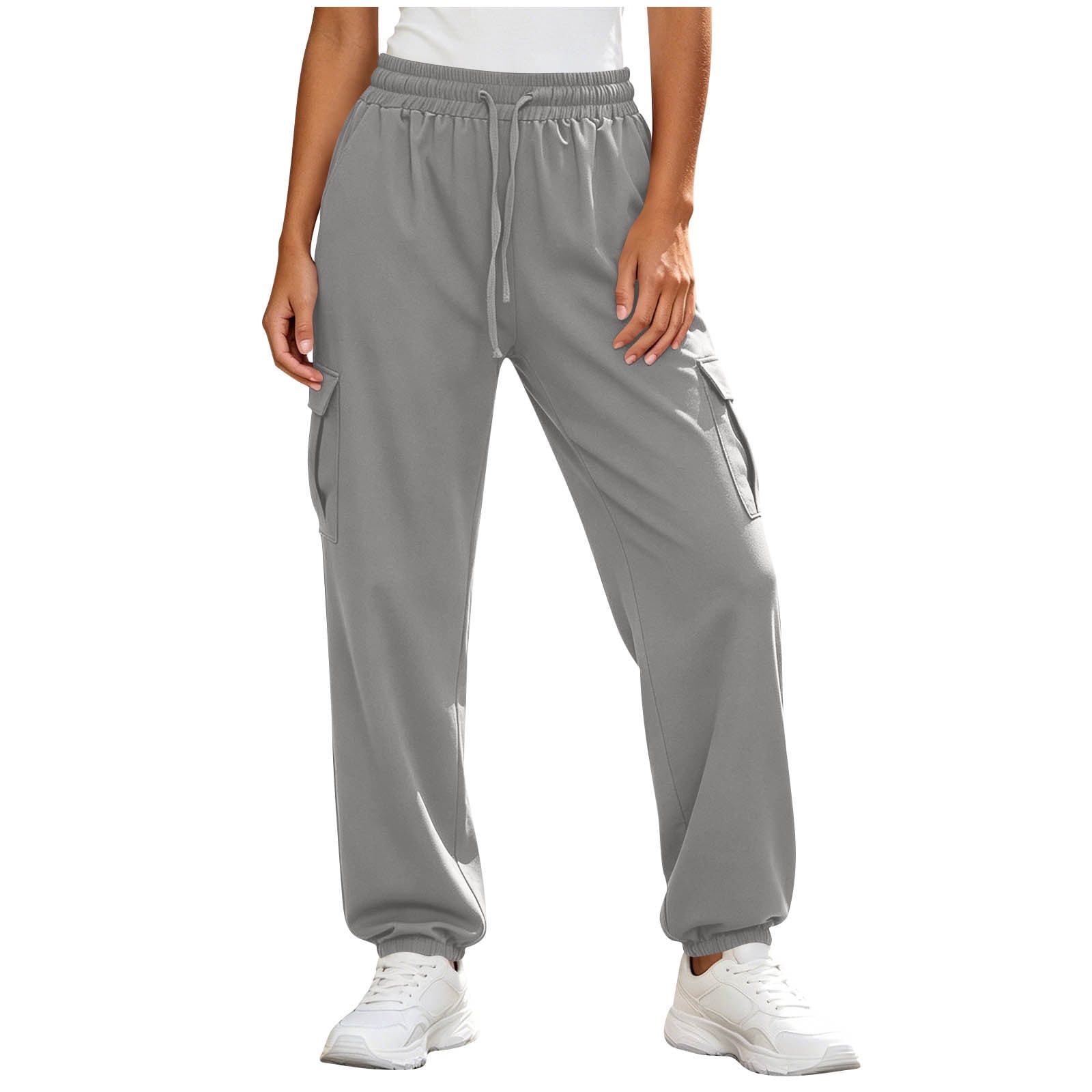 Besolor Cargo Pants Women High Waist Drawstring Cinch Bottom Sweatpants ...