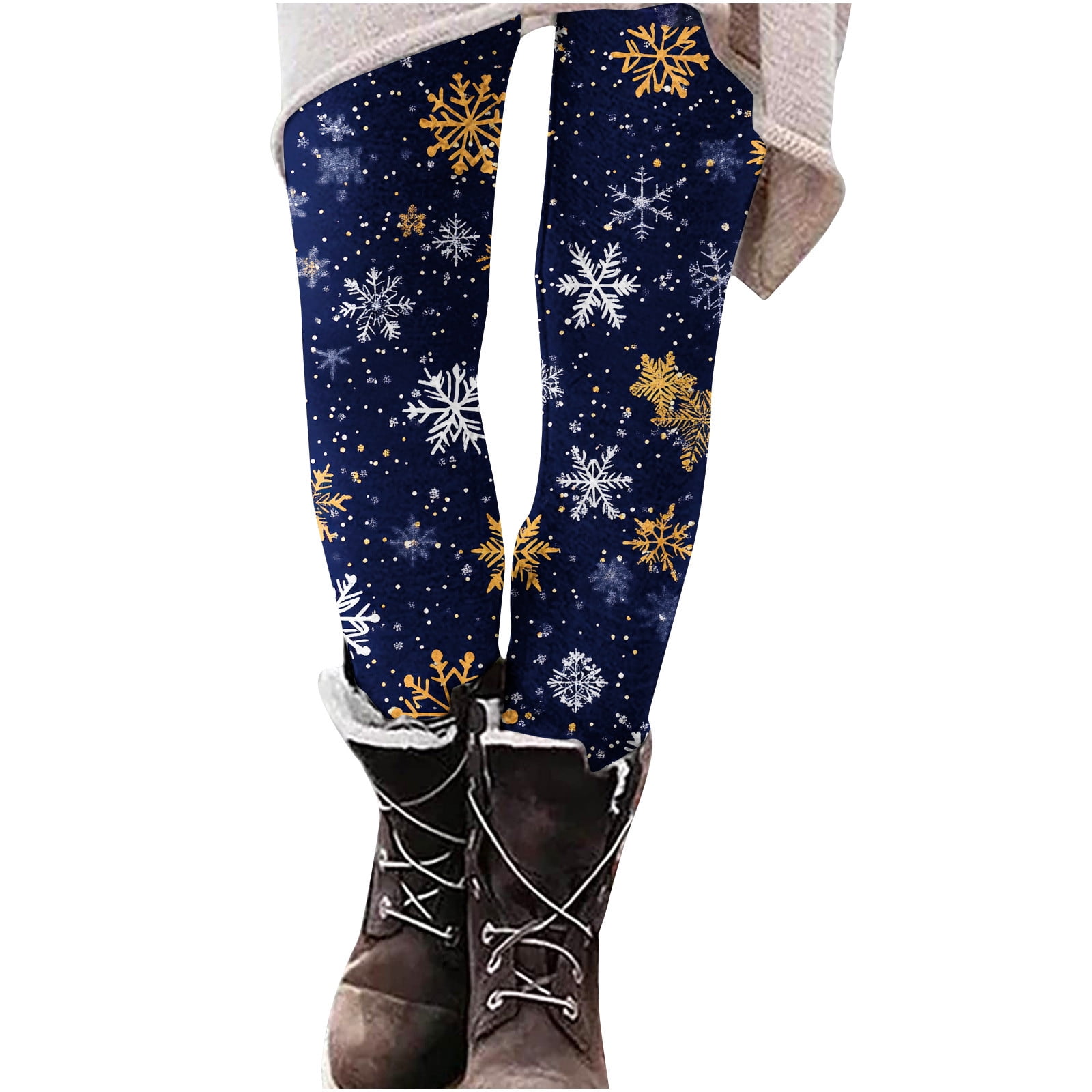 Besolor Christmas Leggings for Women Snowflake Xmas Trees Printed ...