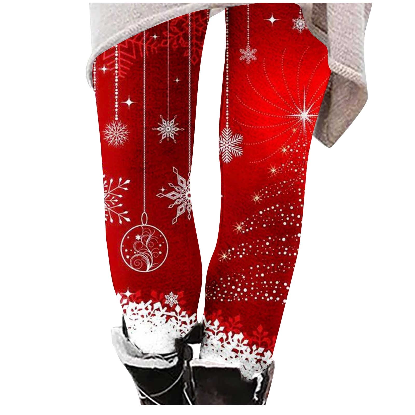 Besolor Christmas Leggings for Women Snowflake Xmas Trees Printed ...