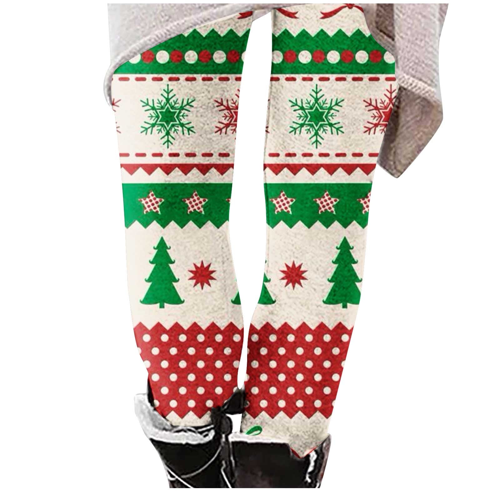 Besolor Christmas Leggings for Women Snowflake Xmas Trees Printed ...