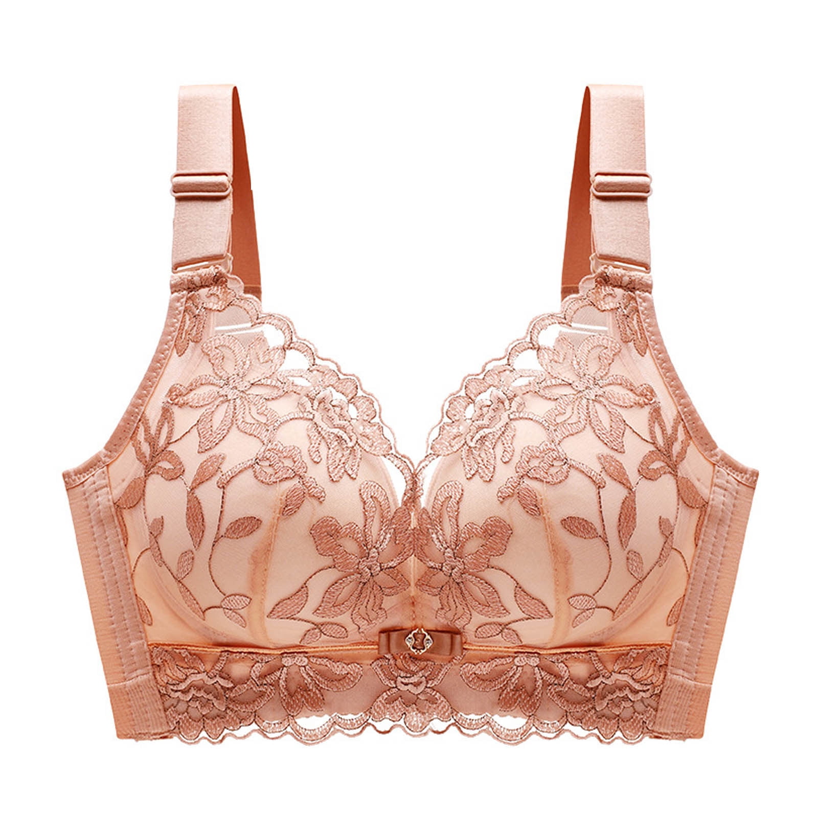 Besolor Embroidery Full Coverage Bra for Women Wireless Women's Lightly ...